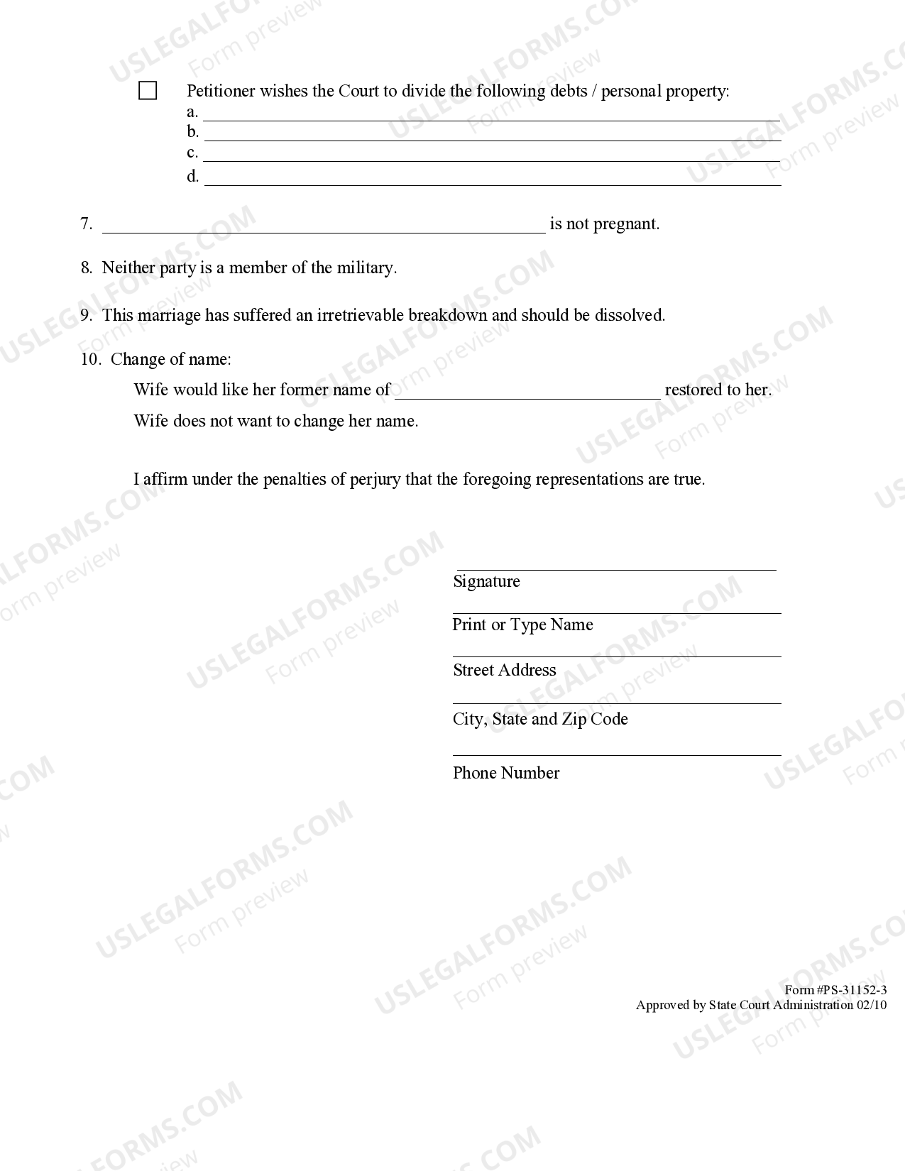 Indiana Verified Petition for Dissolution of Marriage and Provisional ...