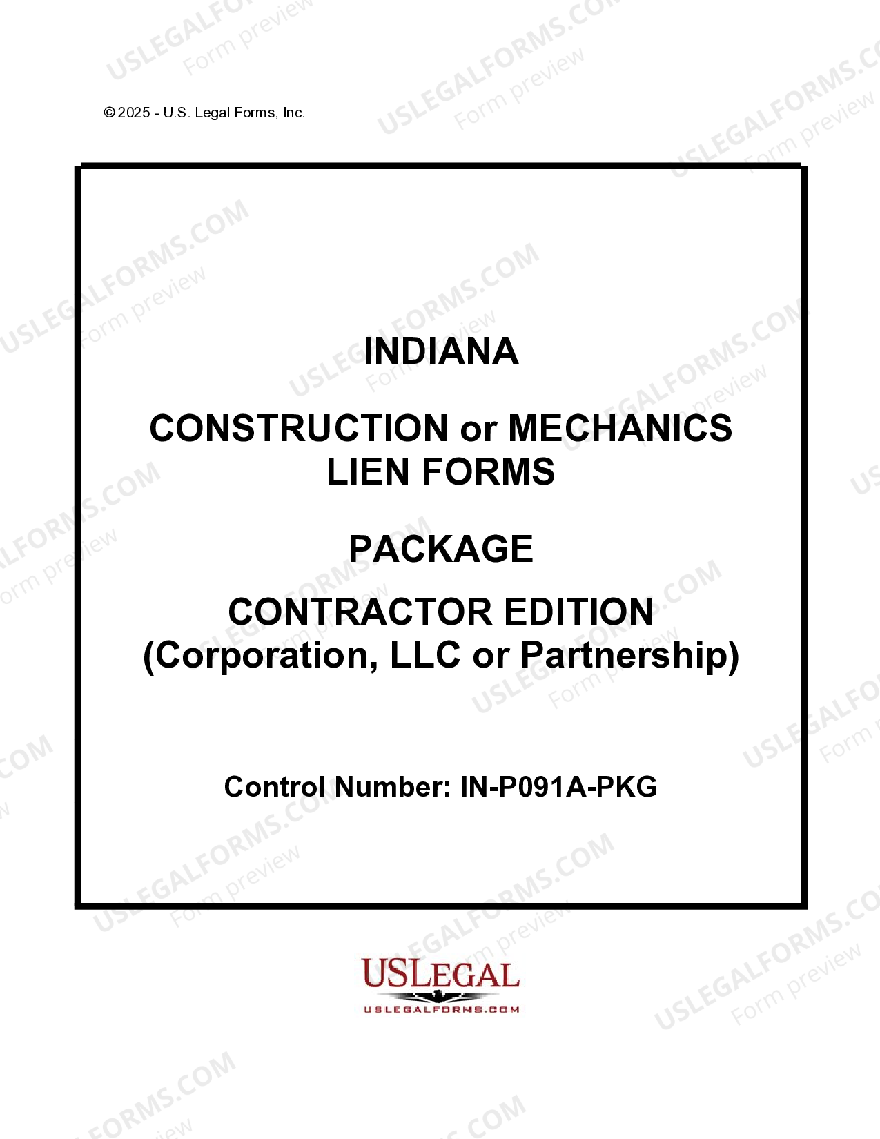 Indiana Construction or Mechanics Lien Package - In Mechanics Lien | US ...