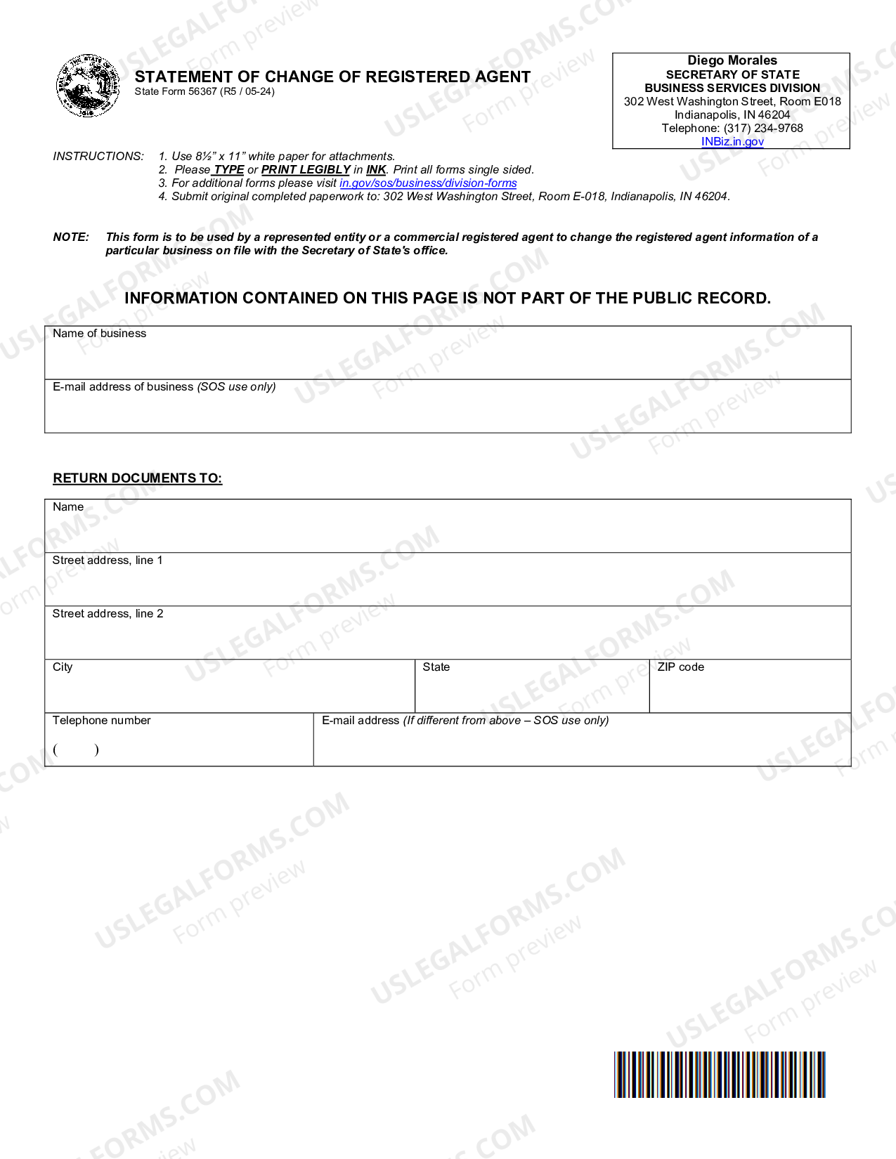 Indiana Change of Registered Agent - Indiana Registered Agent | US ...