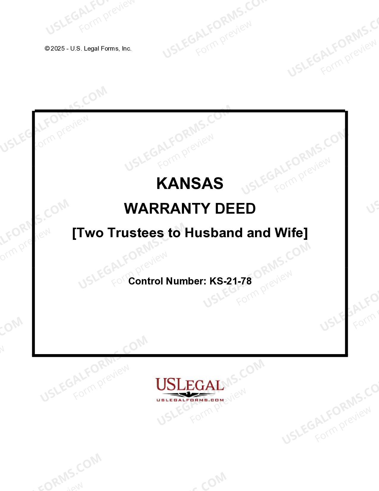 Kansas Warranty Deed from Two Trustees to Husband and Wife | US Legal Forms