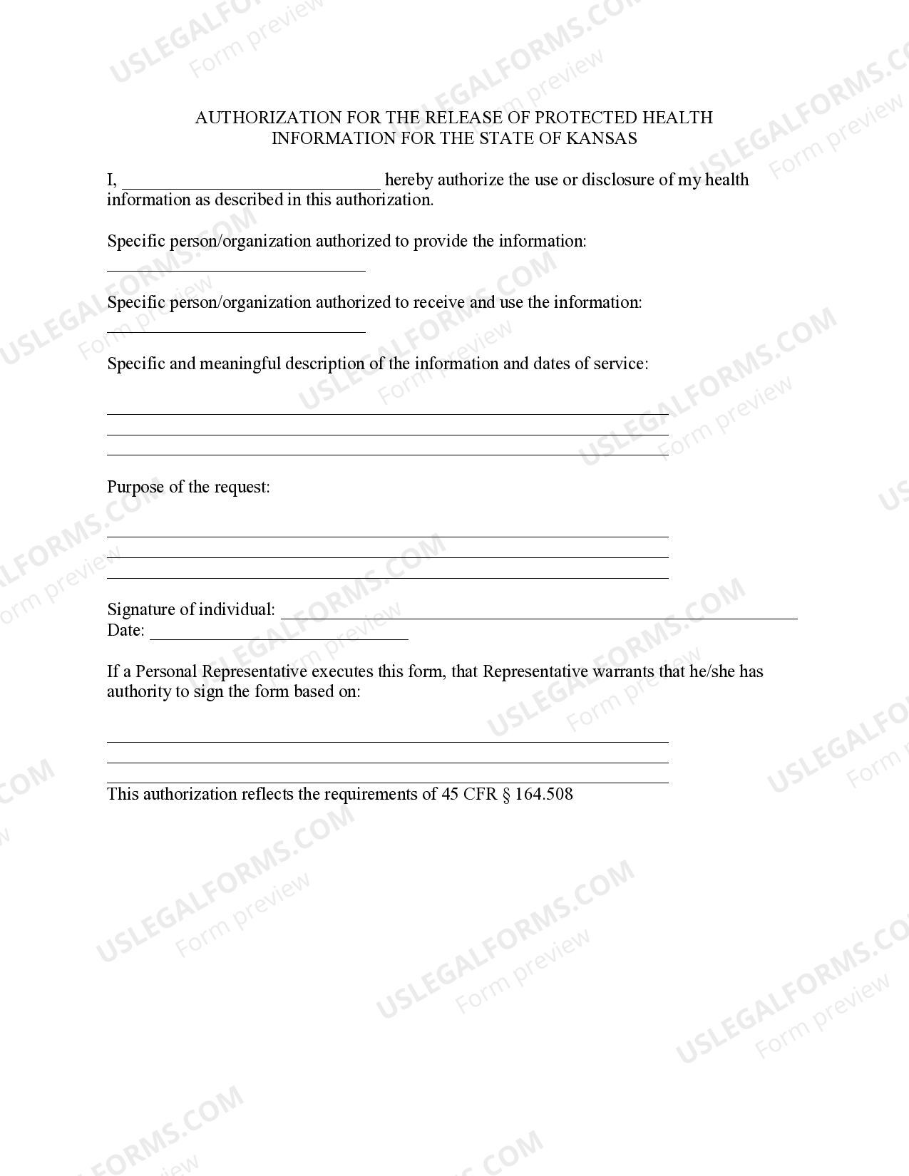 Kansas Release and Authorization | US Legal Forms