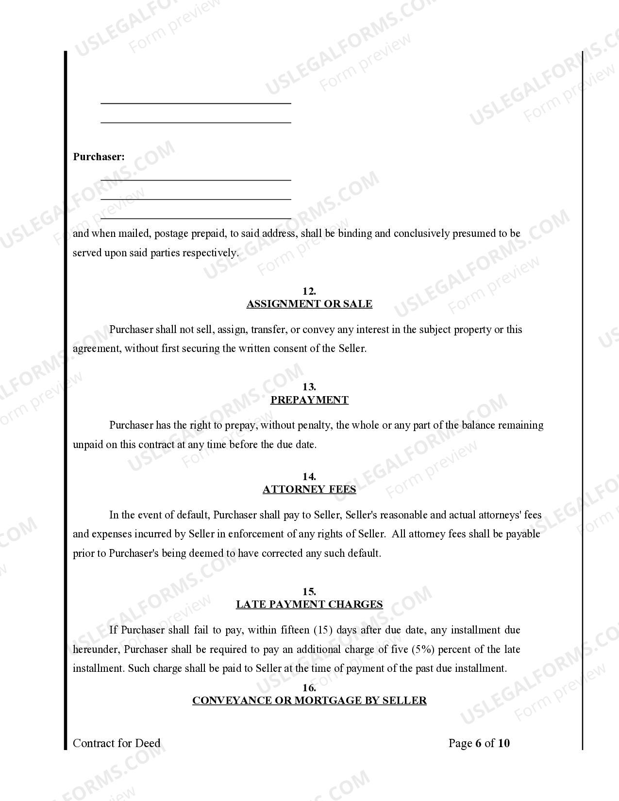 Kentucky Agreement or Contract for Deed for Sale and Purchase of Real ...