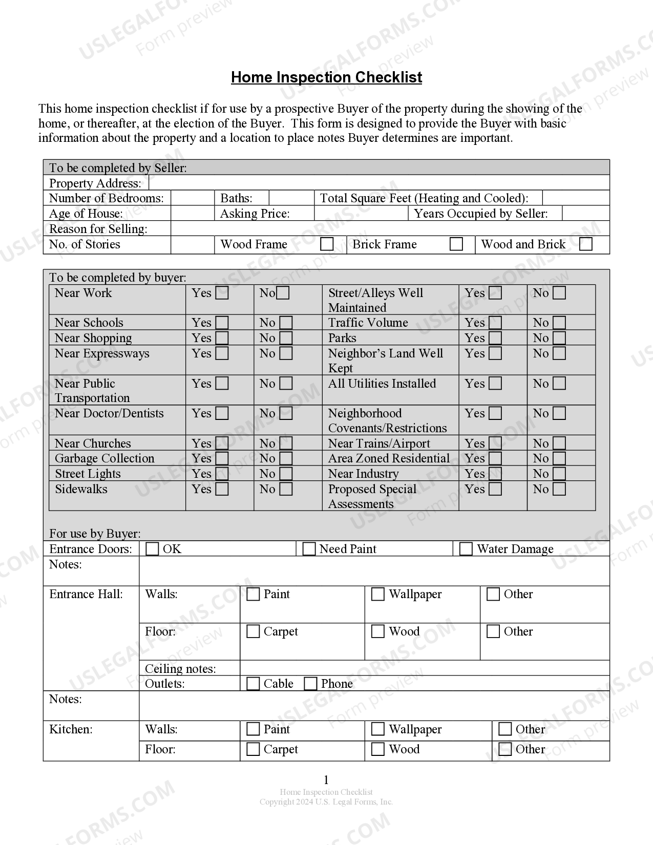Kentucky Home Inspection Checklist For Landlord | US Legal Forms