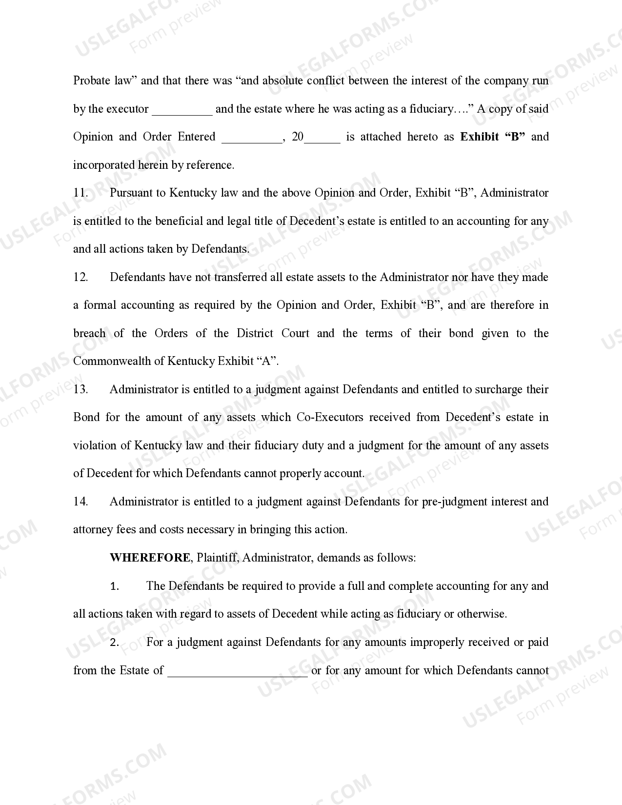 Kentucky Complaint | US Legal Forms
