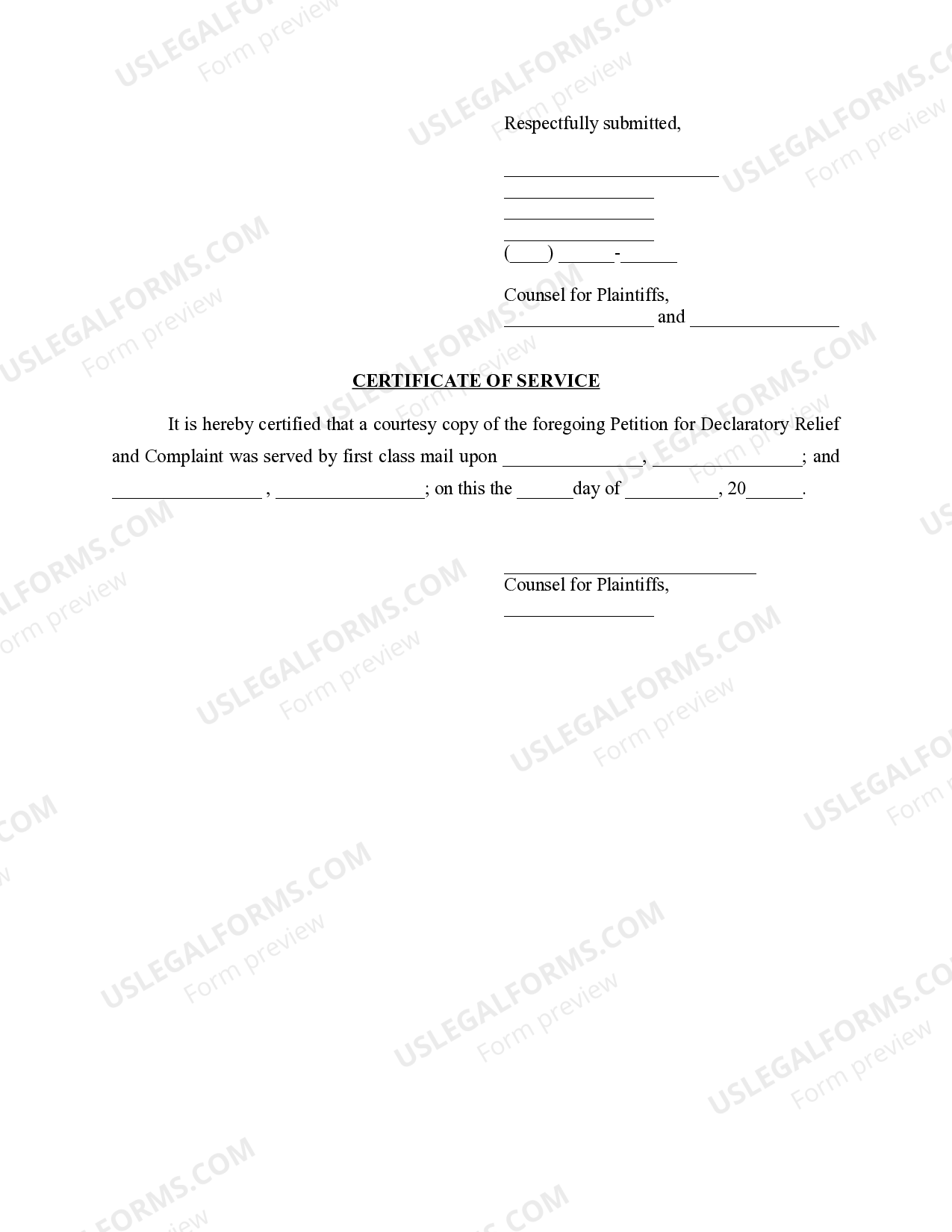 Kentucky Petition for Declaratory Relief and Complaint | US Legal Forms