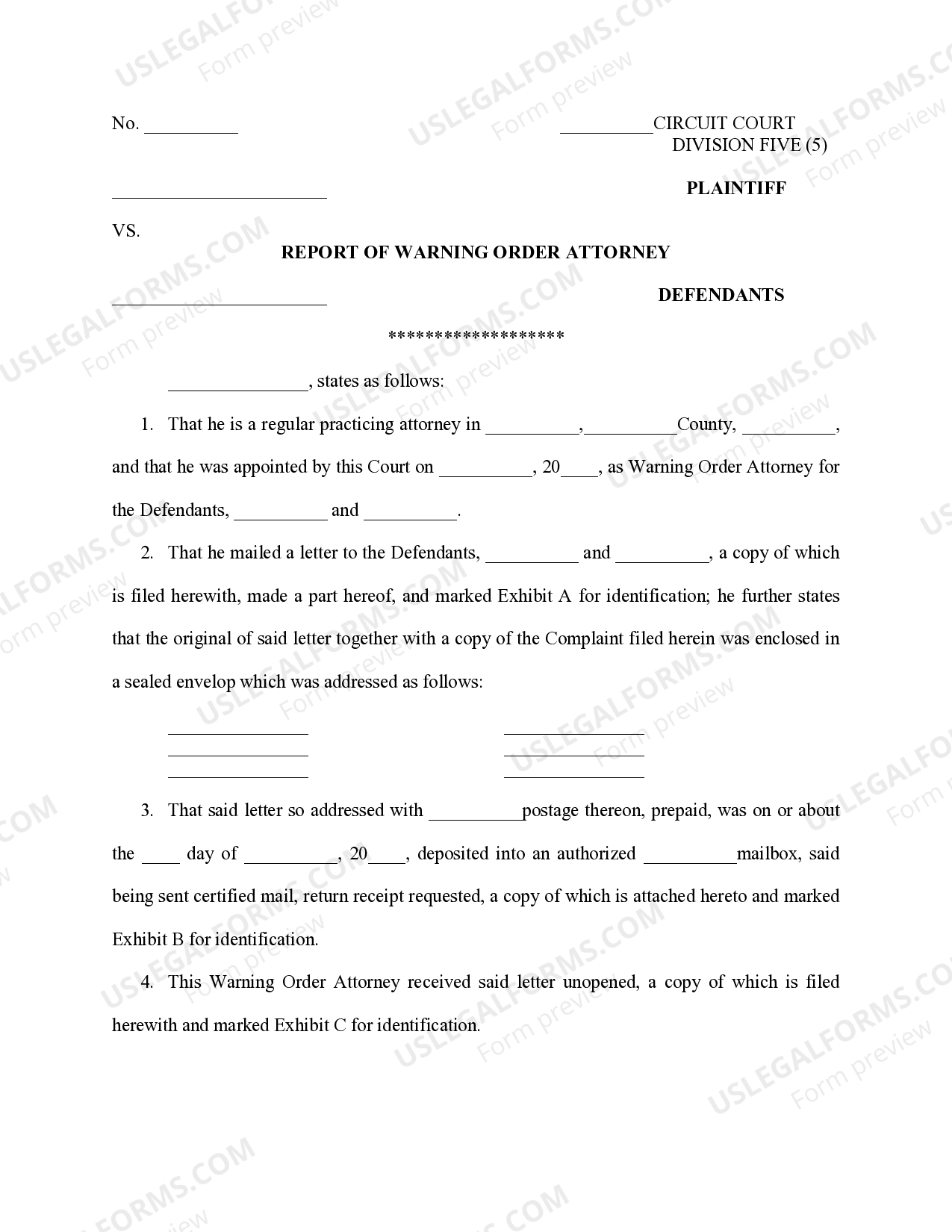 Kentucky Report of Warning Order Attorney - Warning Order Attorney | US ...