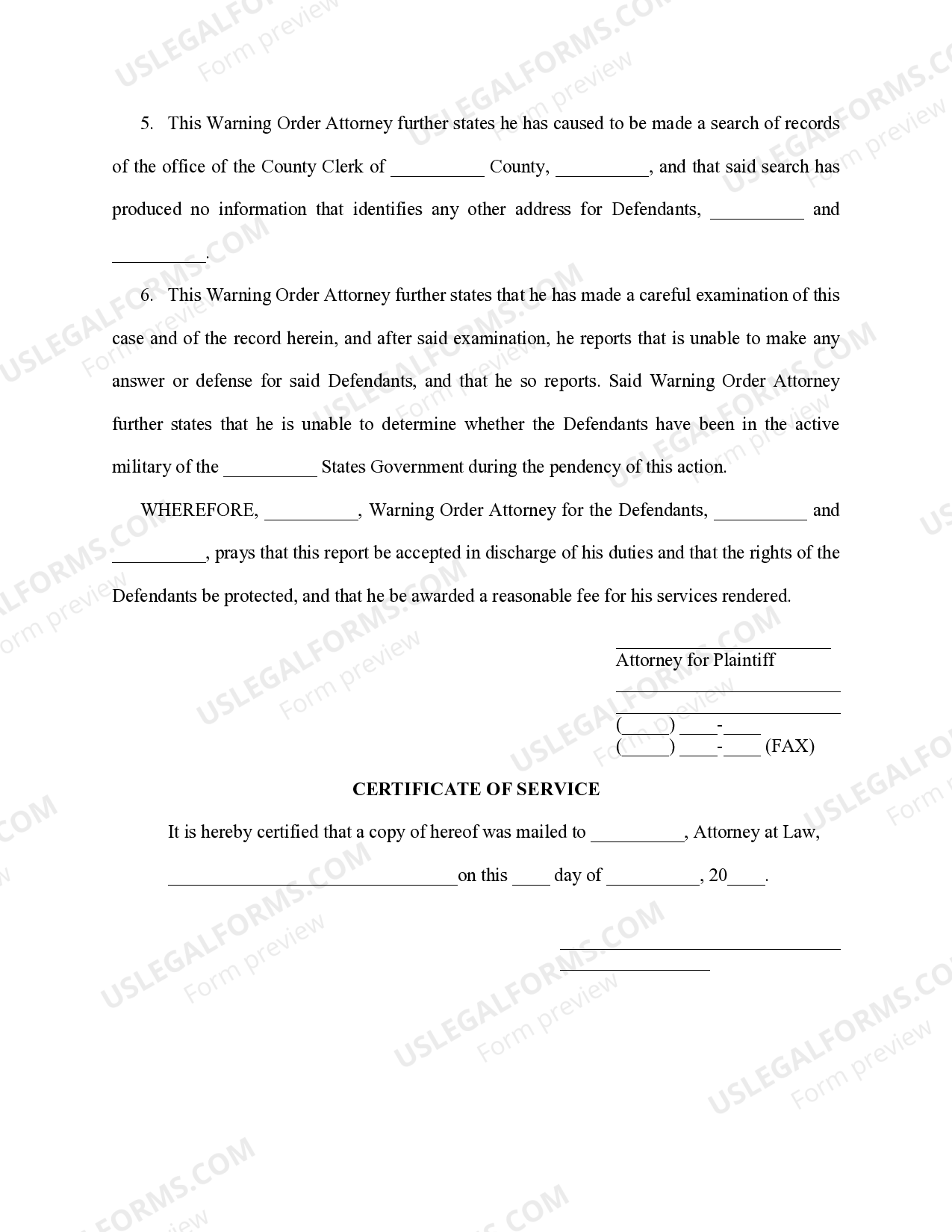 Kentucky Report of Warning Order Attorney - Warning Order Attorney | US ...