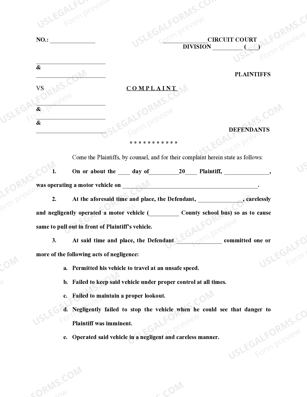 Kentucky Auto Accident Complaint - Auto Accident Complaint Sample | US ...