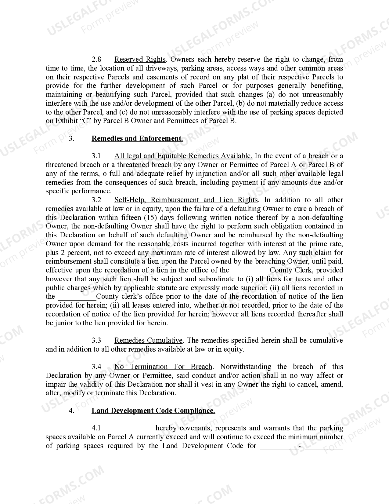 Kentucky Declaration of Reciprocal Easements | US Legal Forms
