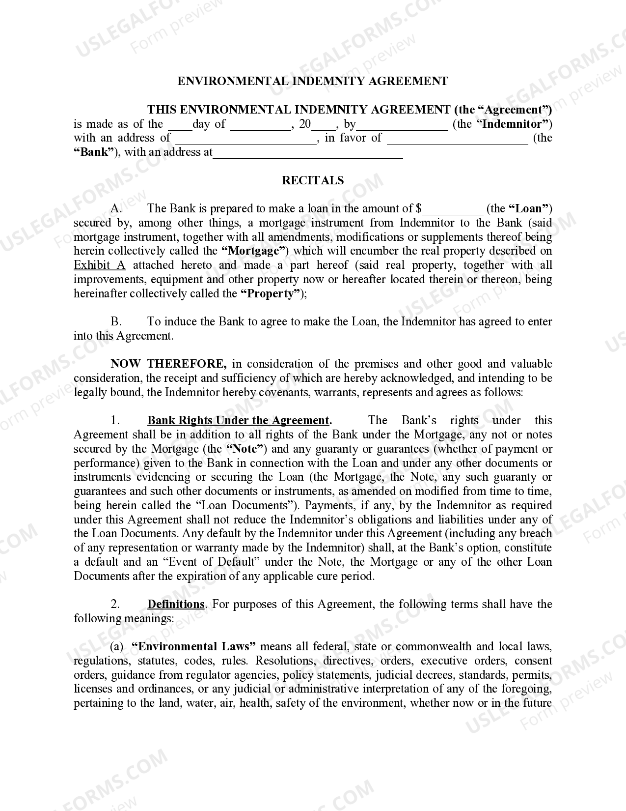 Kentucky Environmental Indemnity Agreement | US Legal Forms