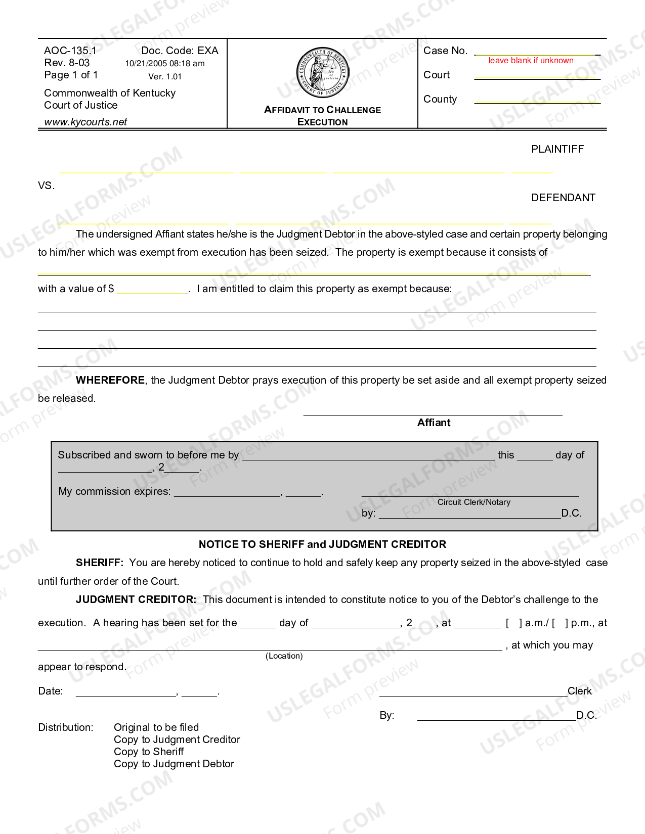Affidavit Of Execution Form | US Legal Forms