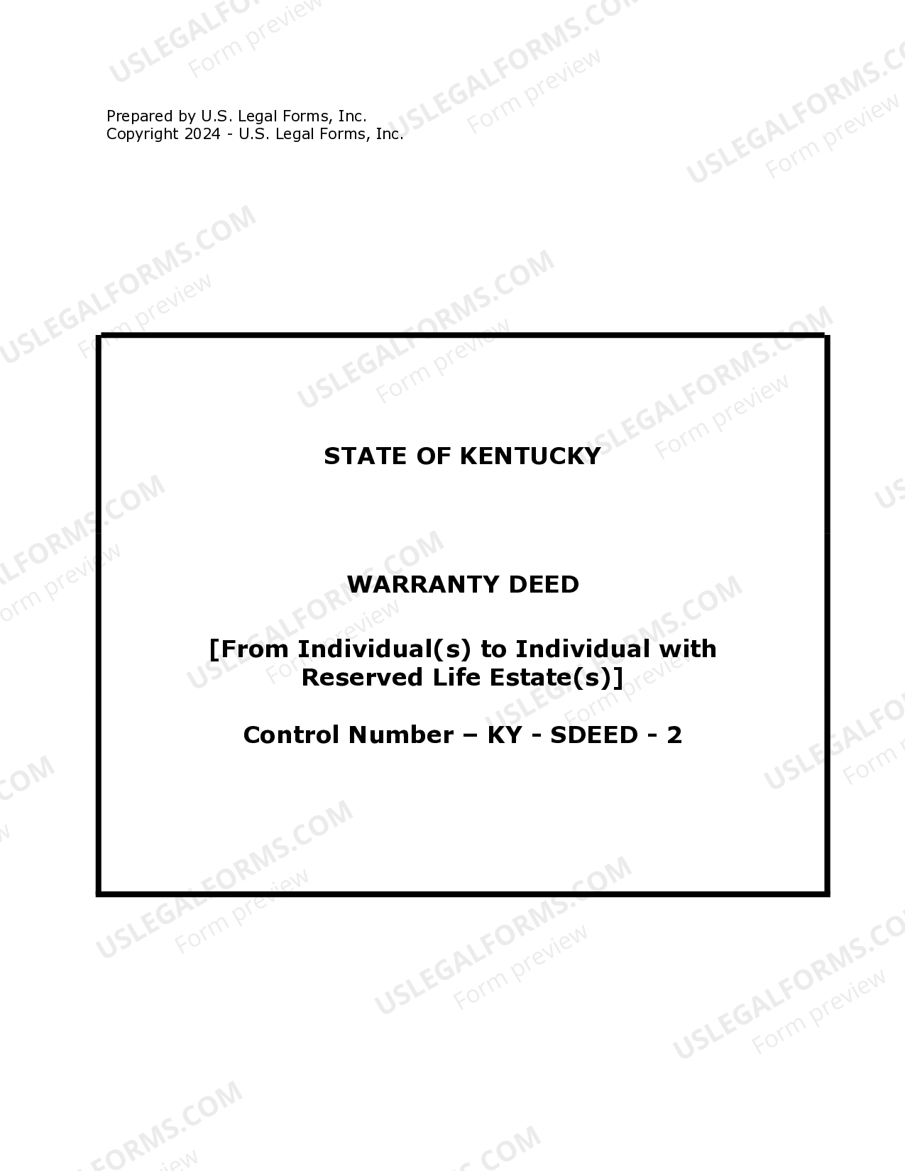 Kentucky Warranty Deed for Parents to Child with Reservation of Life ...