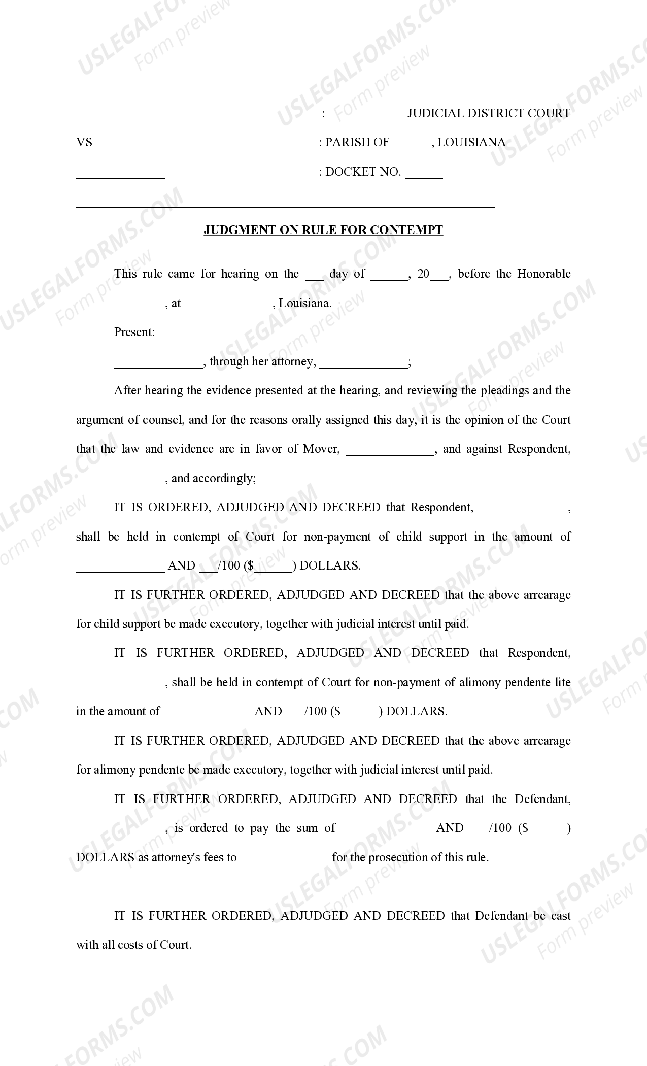 Court Judicial Contempt | US Legal Forms