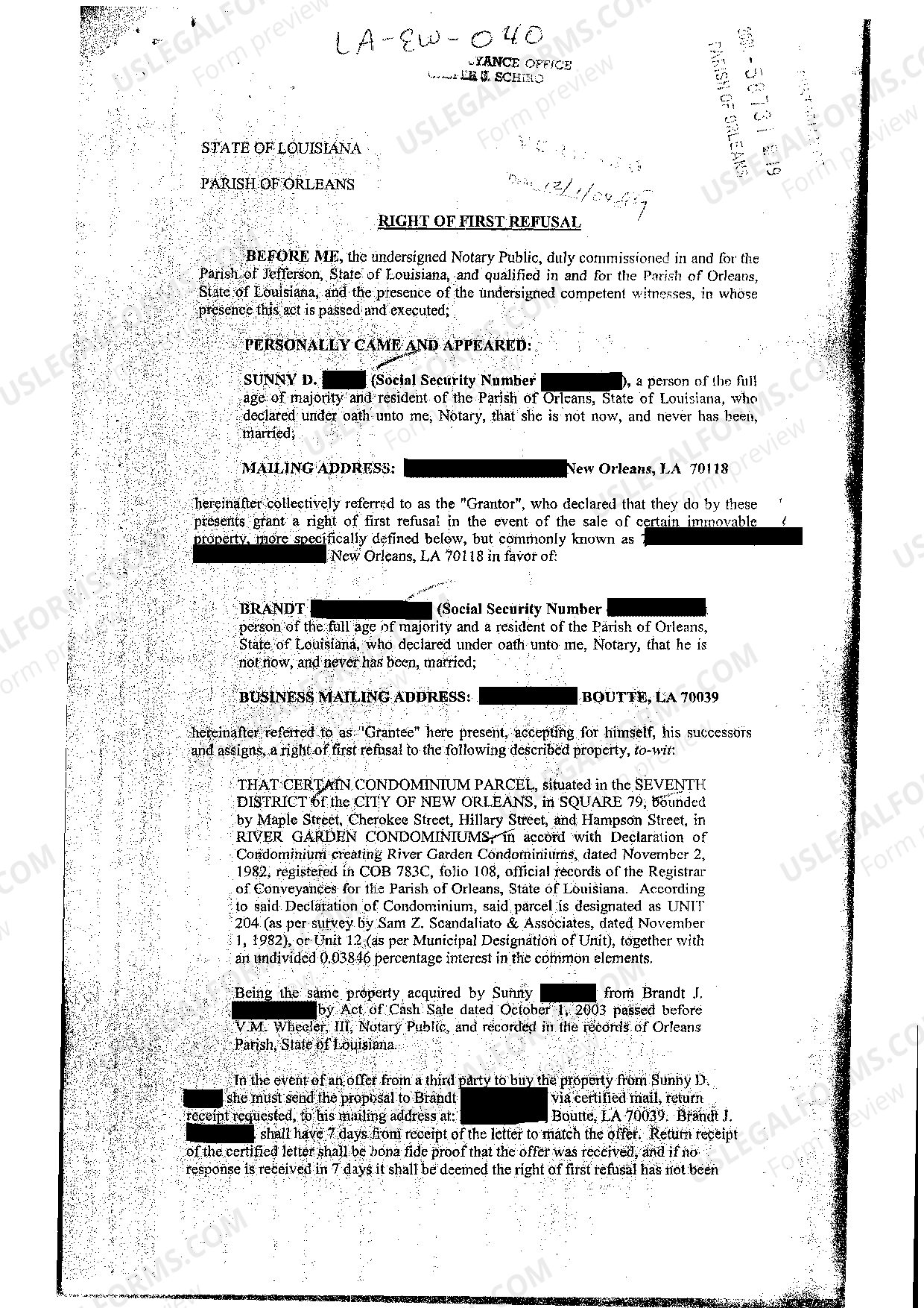 Louisiana Right Of First Refusal | US Legal Forms