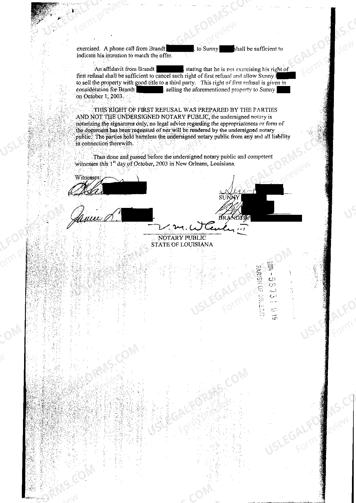 Louisiana Right Of First Refusal | US Legal Forms