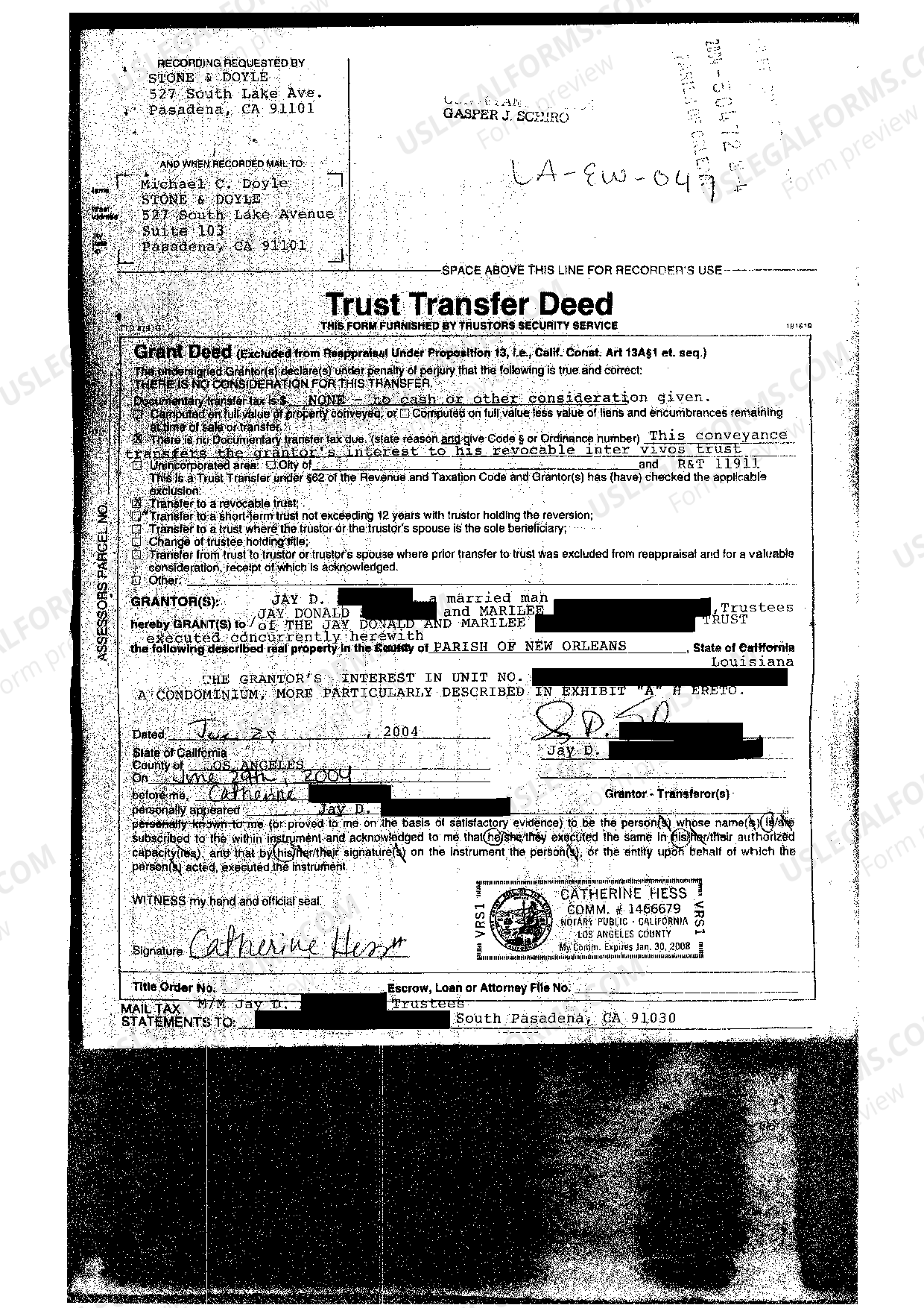 Louisiana Trust Transfer Deed - Trust Transfer Deed | US Legal Forms