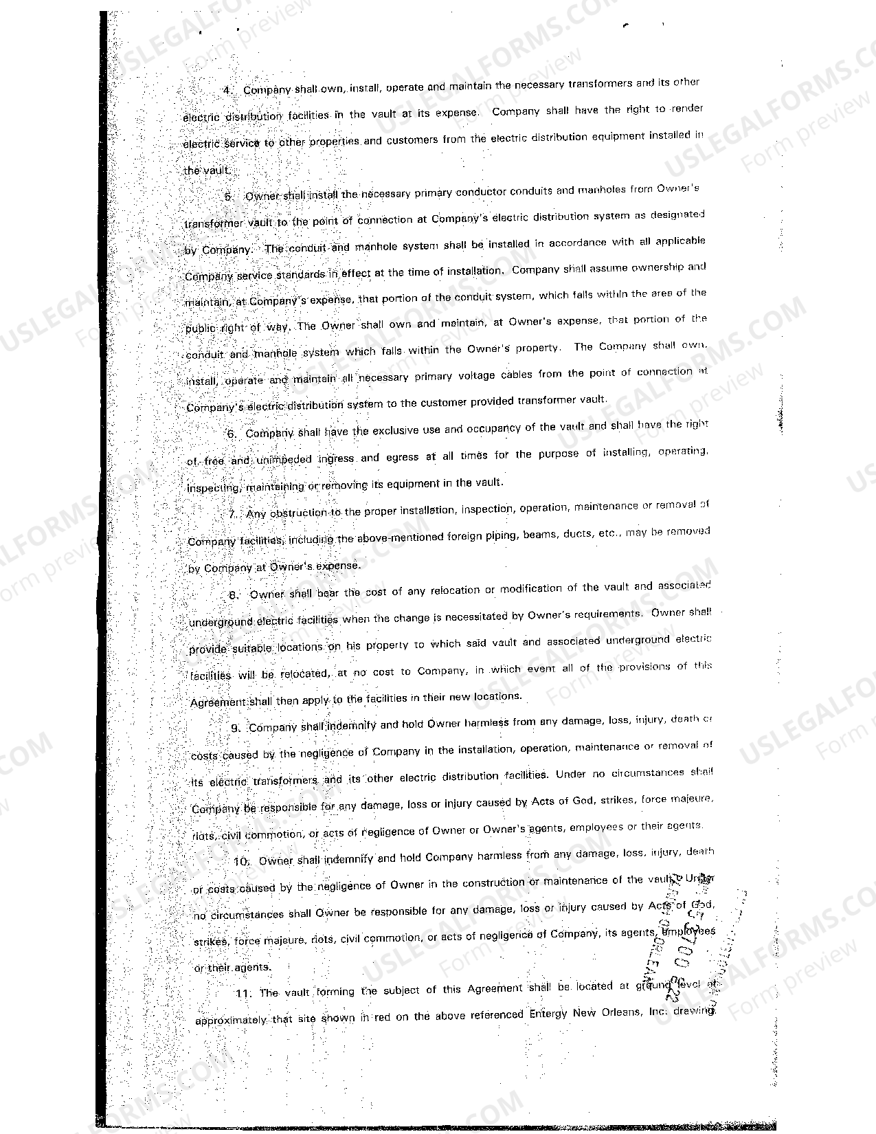 Louisiana Electric Servitude and Vault Agreement | US Legal Forms