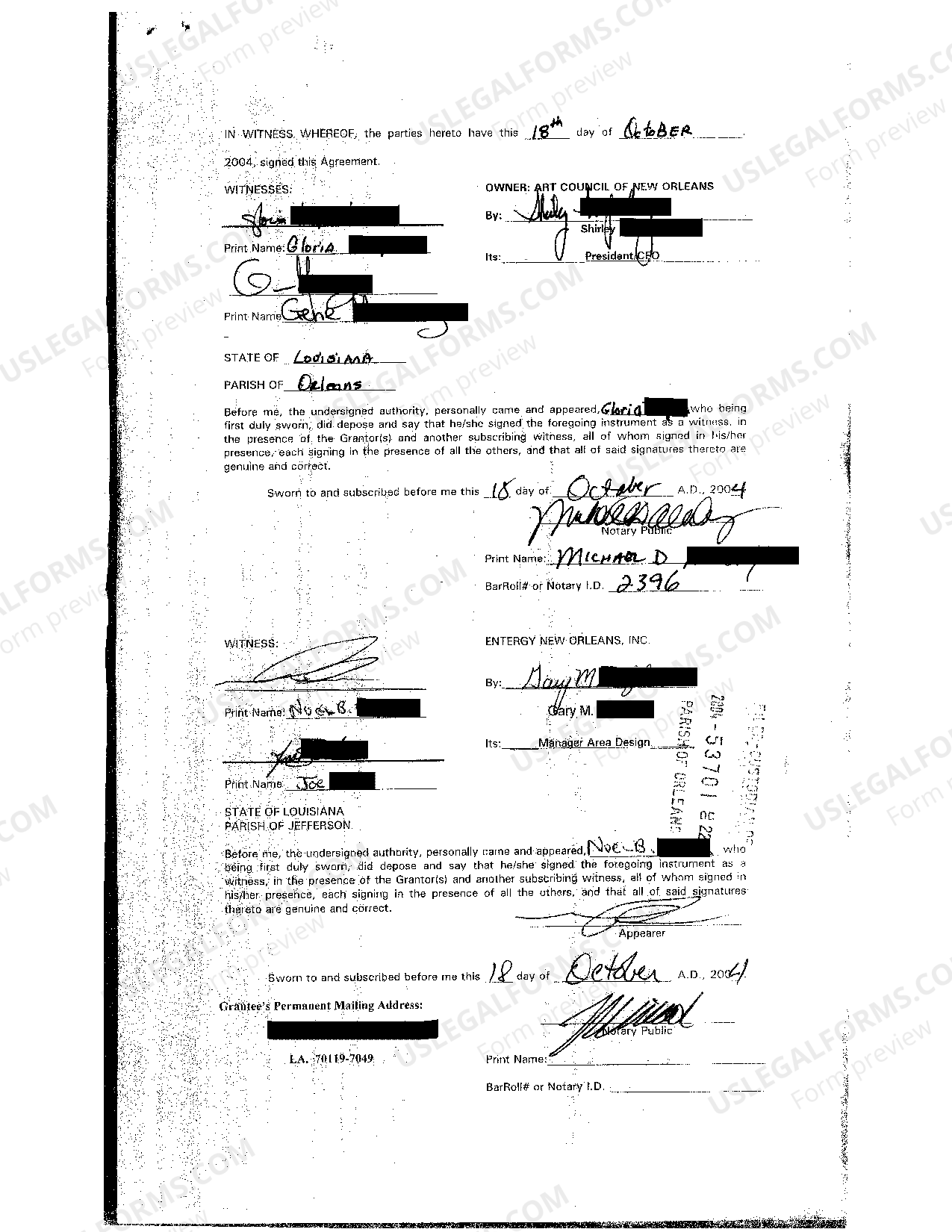 Louisiana Amendment to Electric Servitude and Vault Agreement | US ...