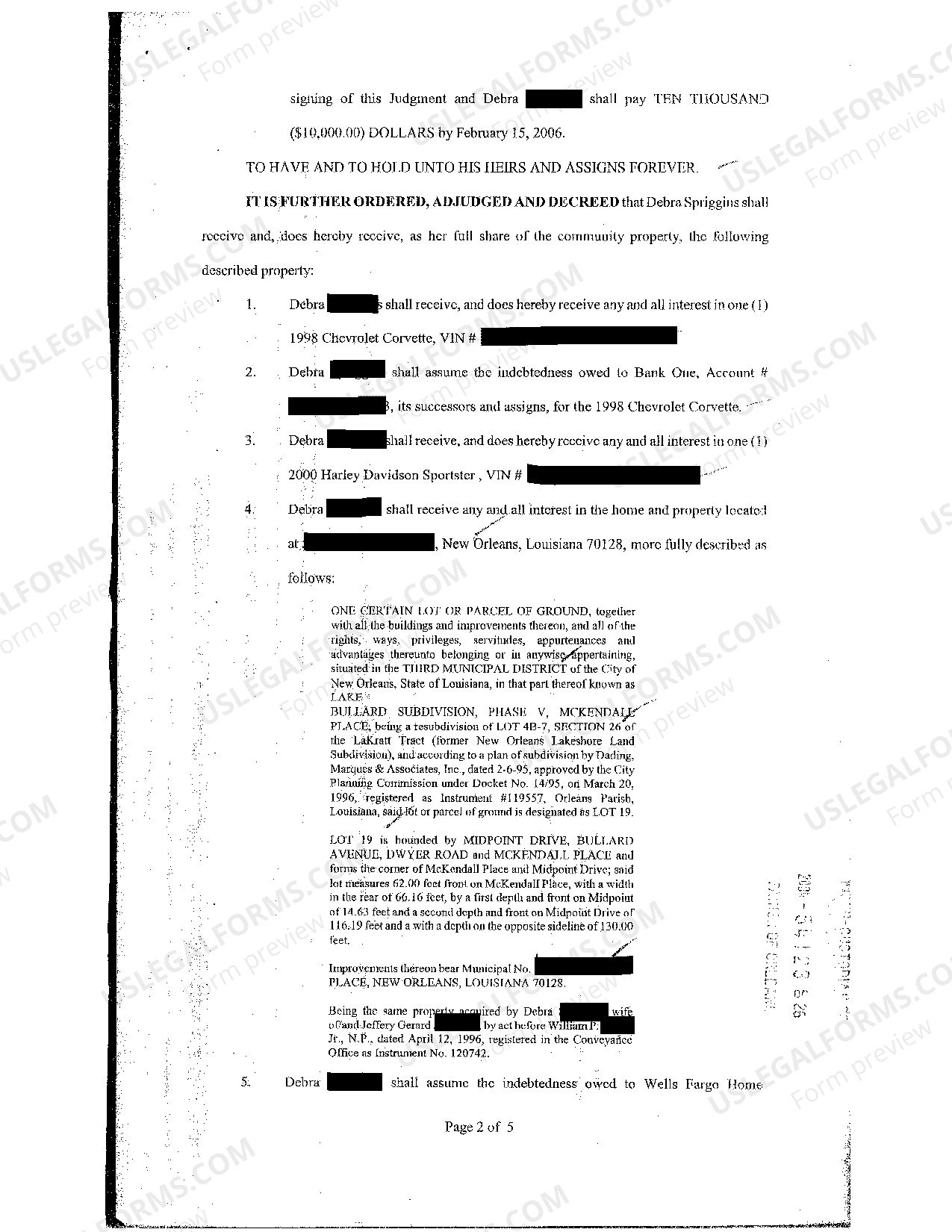 Louisiana Consent Judgment To Partition Community Property | US Legal Forms