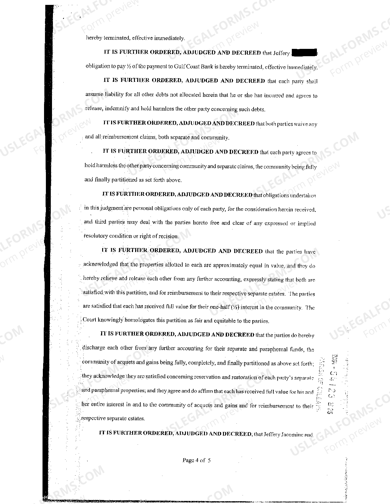 Louisiana Consent Judgment To Partition Community Property | US Legal Forms