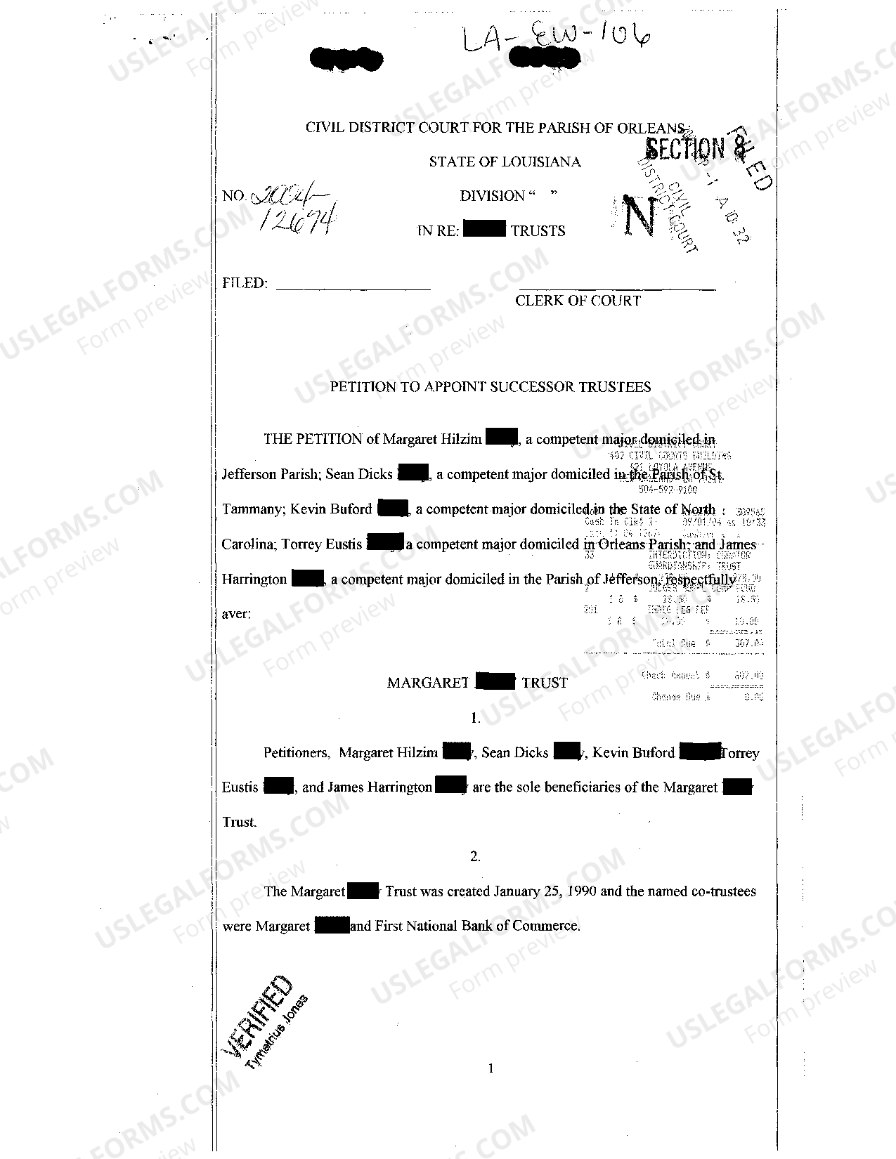 Louisiana Petition To Appoint Successor Trustees - Petition | US Legal ...