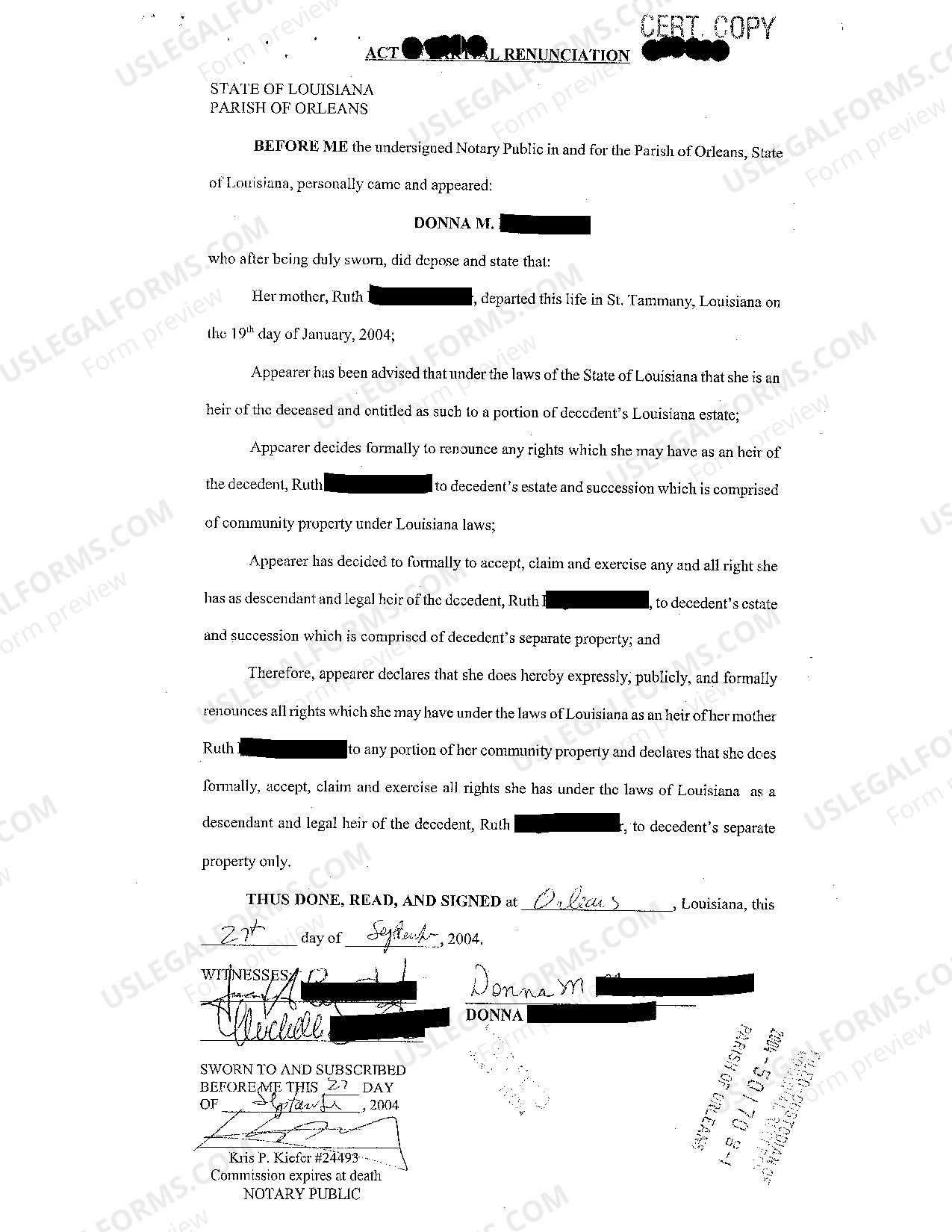 Louisiana Petition For Possession by Decedent's Heir - Petition For Possession Louisiana | US ...