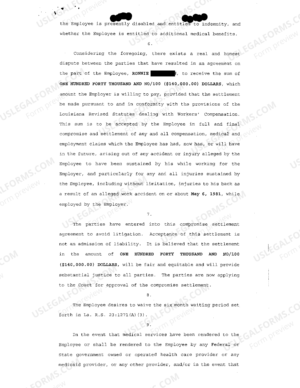 Louisiana Workers Compensation Settlements Form 1010 | US Legal Forms