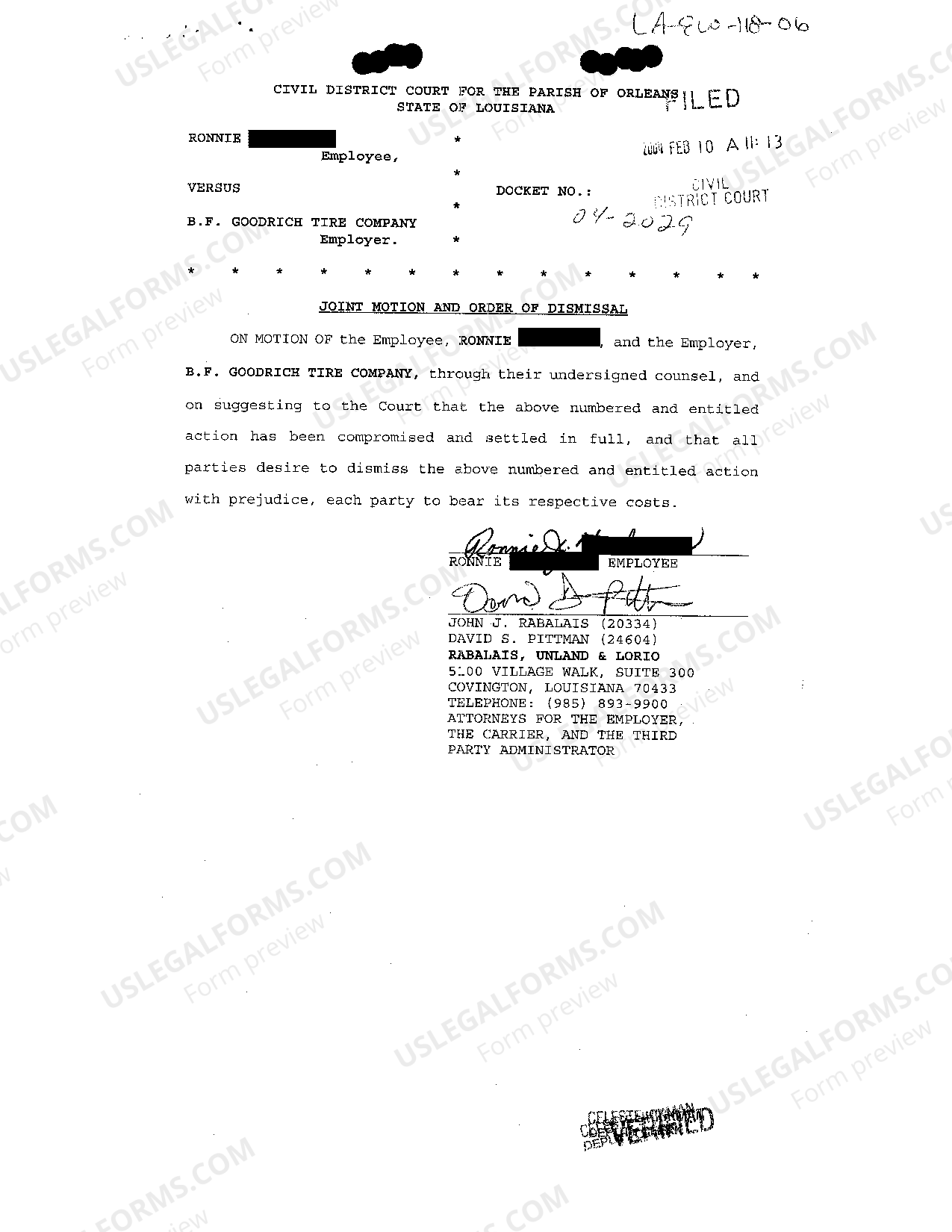 Louisiana Joint Motion And Order Of Dismissal - How To File A Motion To ...