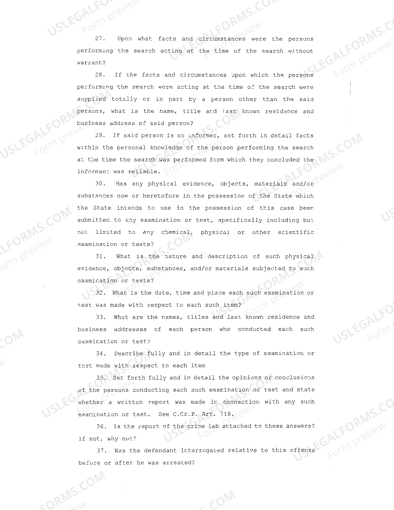 Louisiana Motion For Bill Of Particulars and Discovery and Inspection ...