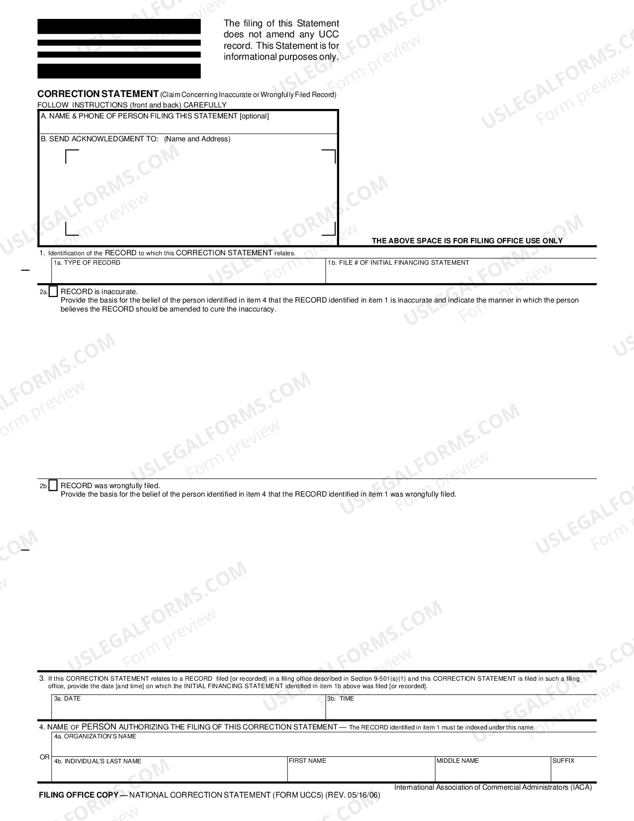 Louisiana UCC5 Correction Statement | US Legal Forms