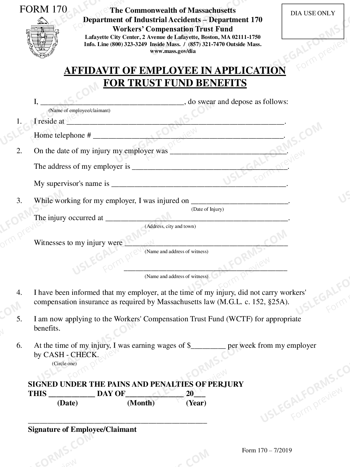 Massachusetts Average Weekly Wage Computation Schedule for Workers ...