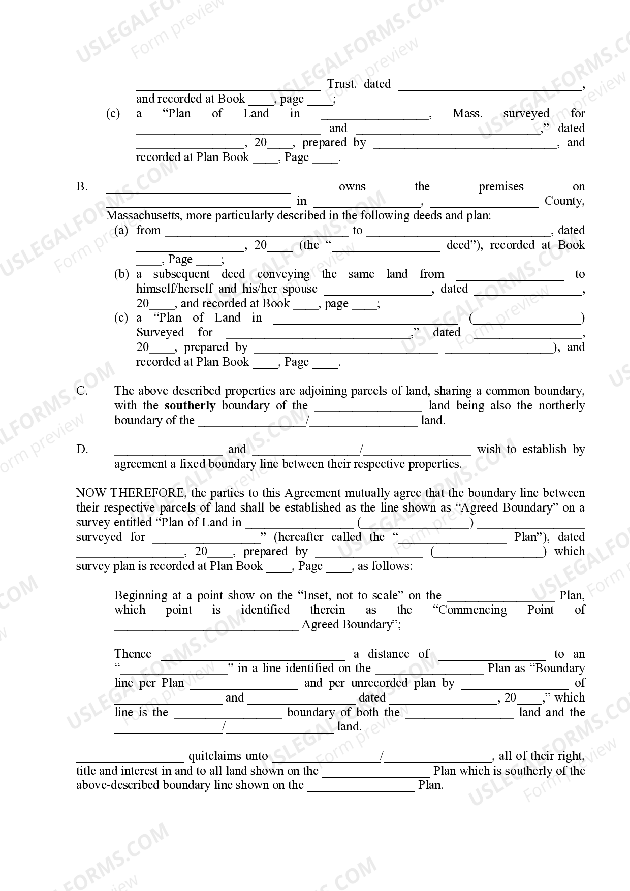 Massachusetts Boundary Line Agreement | US Legal Forms
