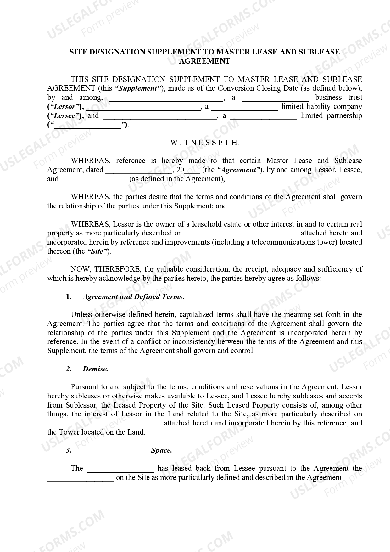 Master Lease Agreement Template