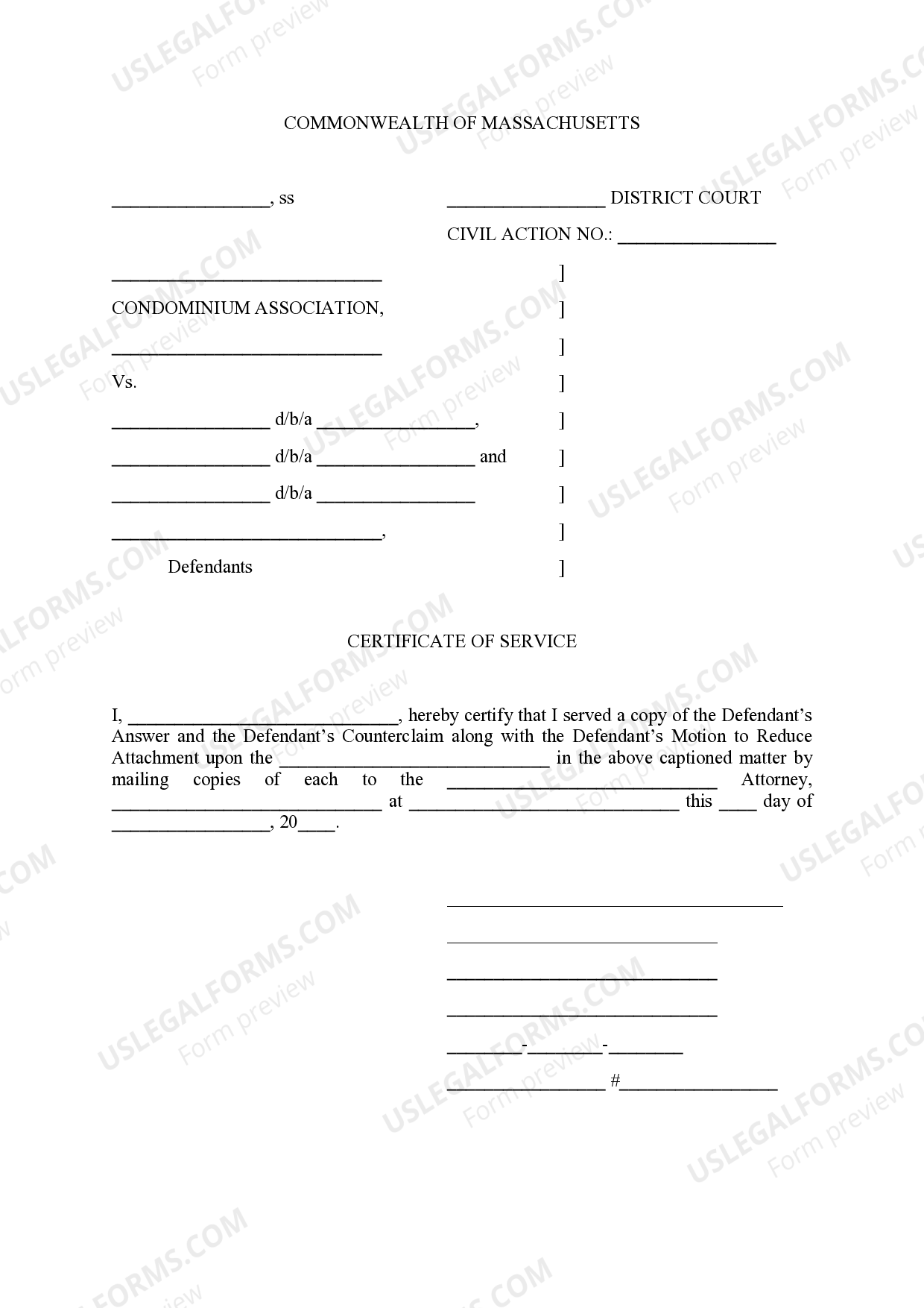Massachusetts Motion to Dissolve or Reduce the Amount of Attachment ...