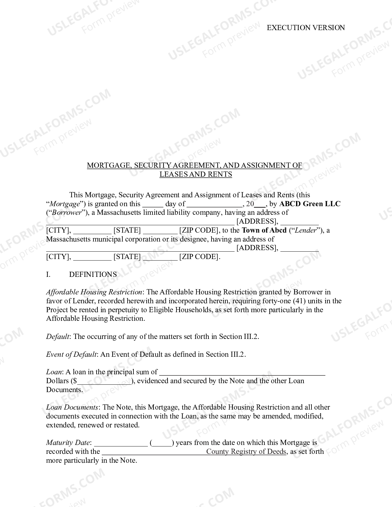 Massachusetts Mortgage, Security Agreement, and Assignment of Leases ...