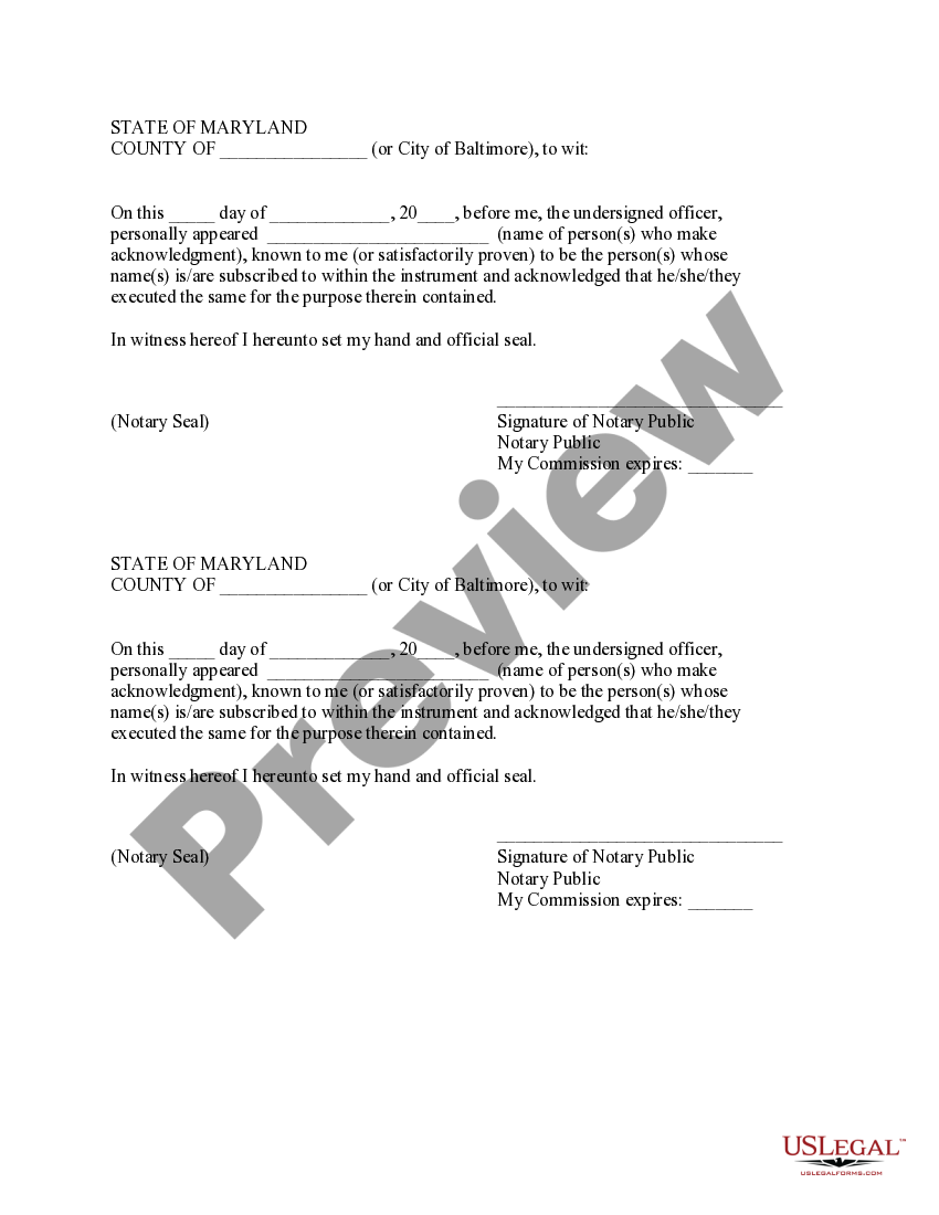 Maryland Assignment Of Contract For Deed By Seller Assignment