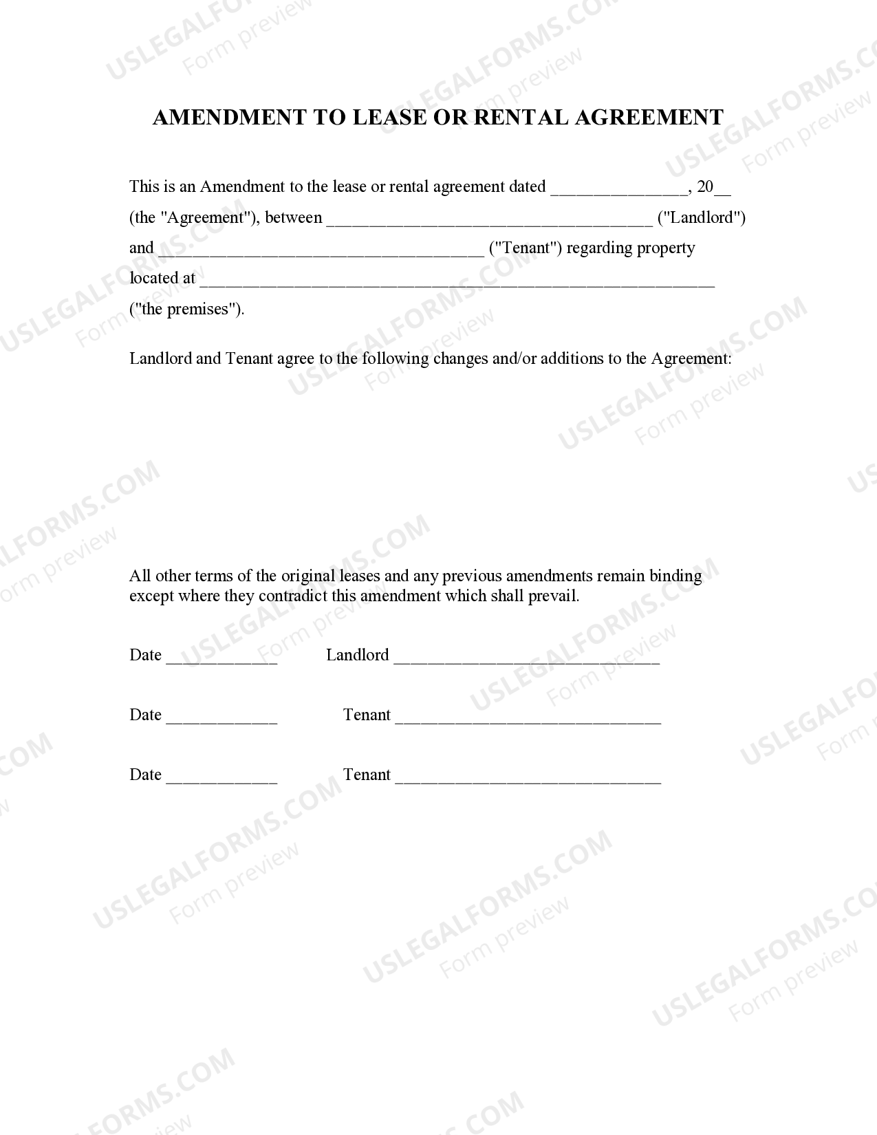 Maryland Amendment to Lease or Rental Agreement | US Legal Forms
