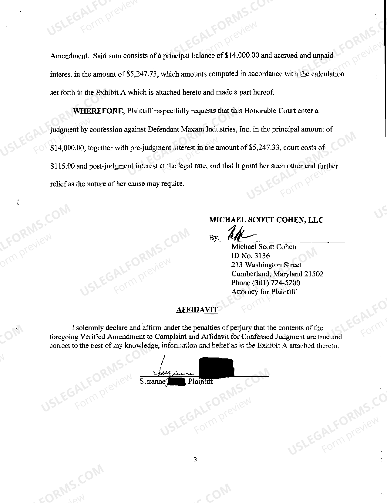 Affidavit Judgment Maryland Form | US Legal Forms