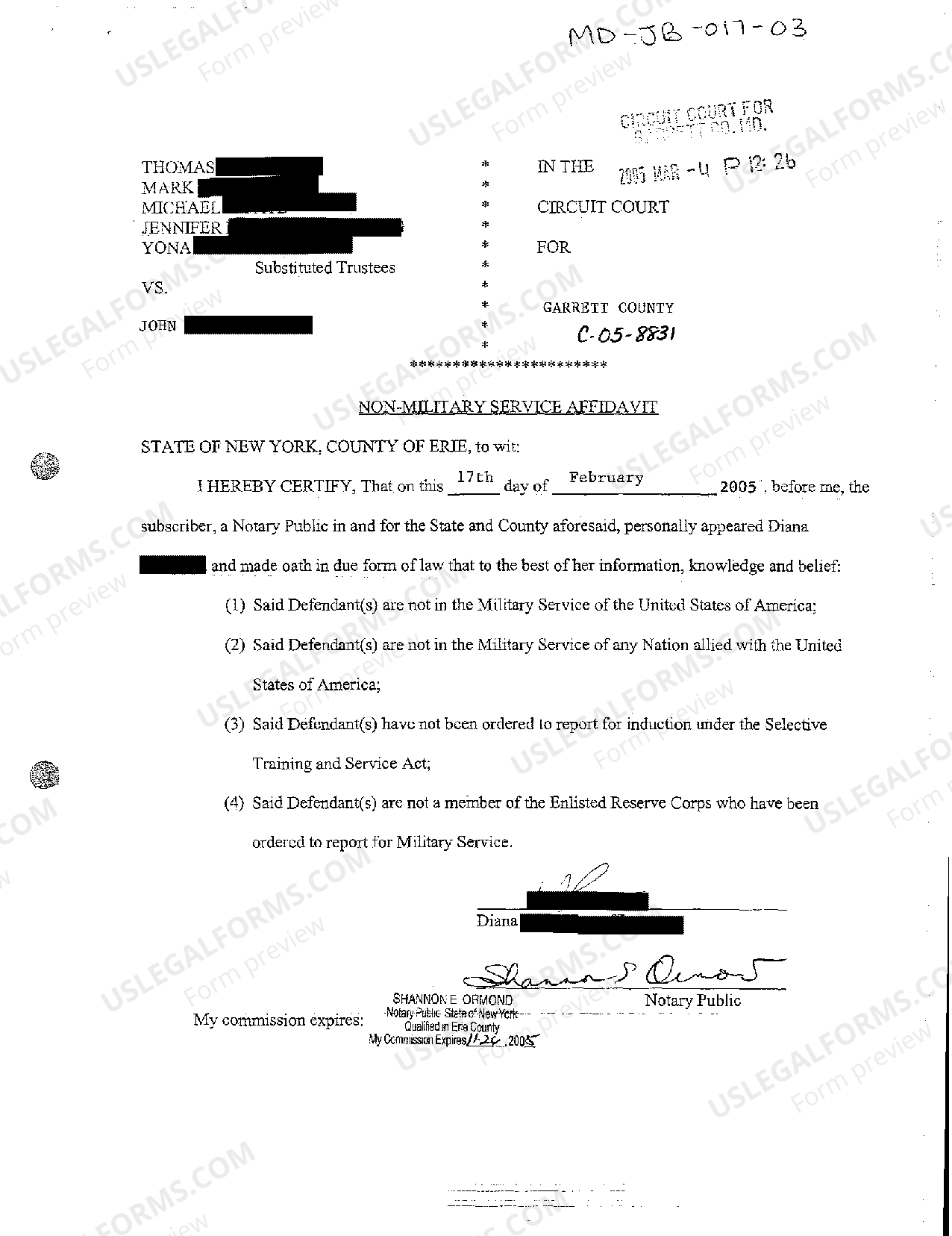 Maryland Non-Military Service Affidavit | US Legal Forms