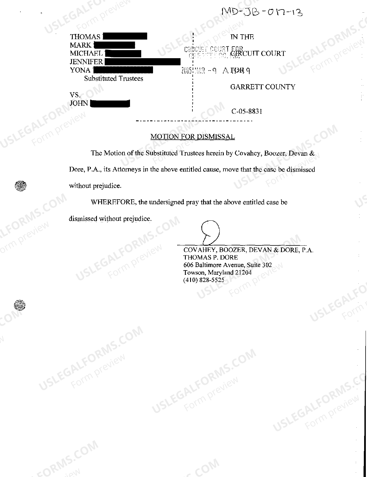 Maryland Motion for Dismissal - Maryland Motion To Dismiss | US Legal Forms