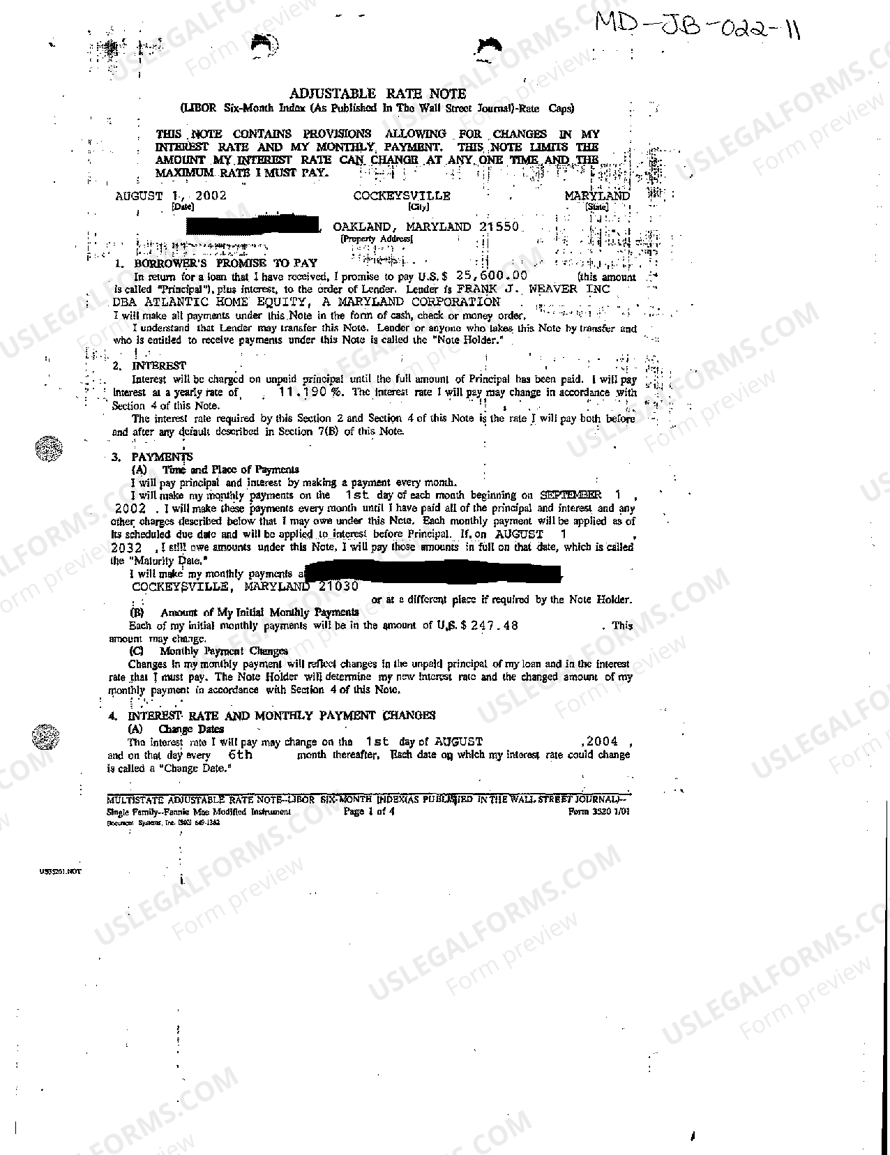 Maryland Adjustable Rate Note | US Legal Forms