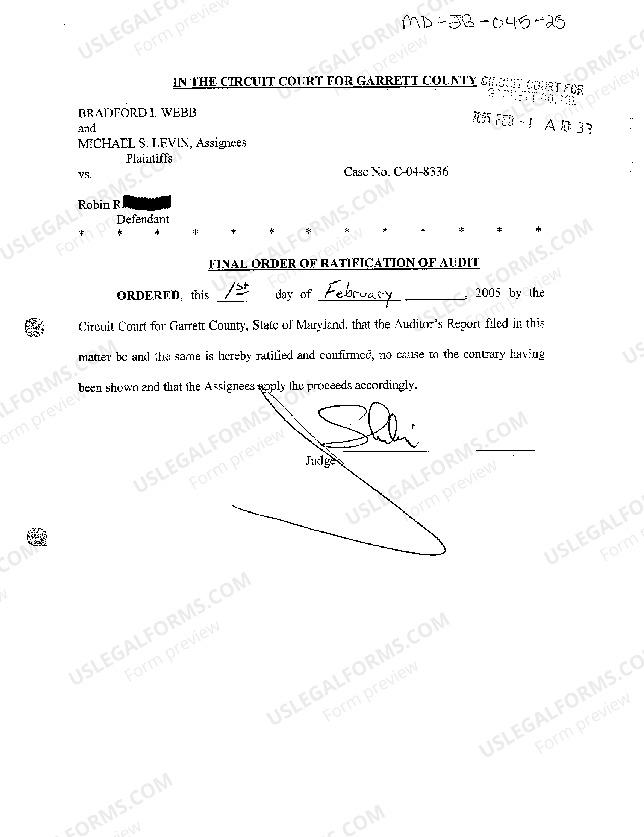Maryland Final Order of Ratification of Audit | US Legal Forms