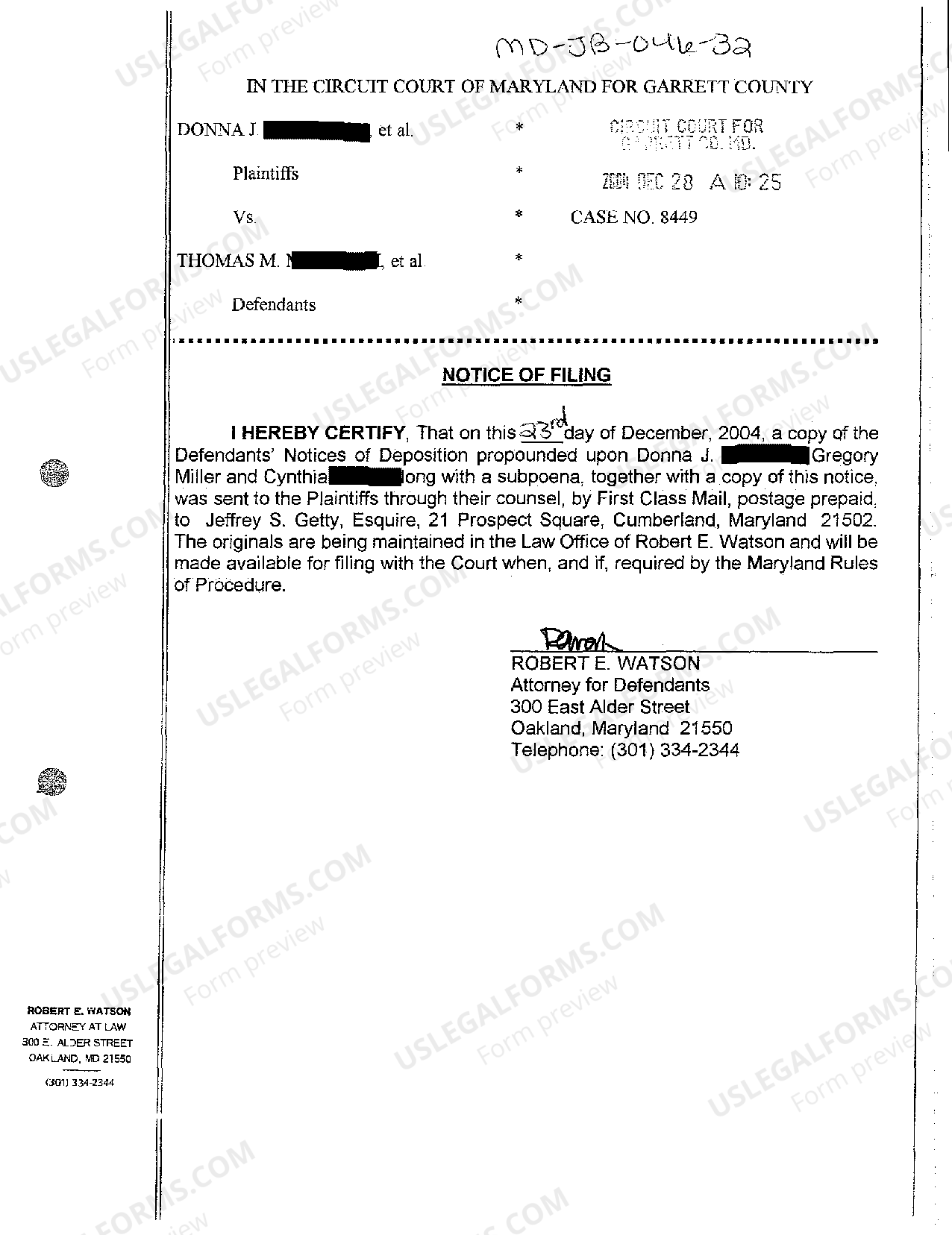 Maryland Notice of Filing | US Legal Forms