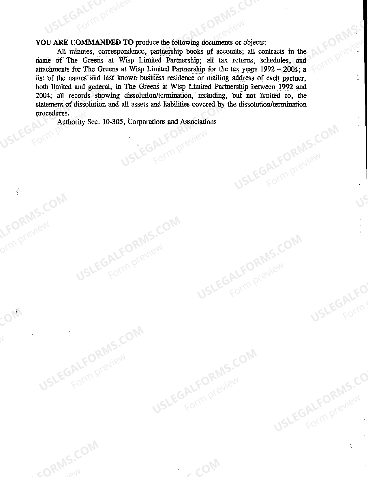 Maryland Subpoena Duces Tecum - Subpoena Duces Tecum Maryland | US ...