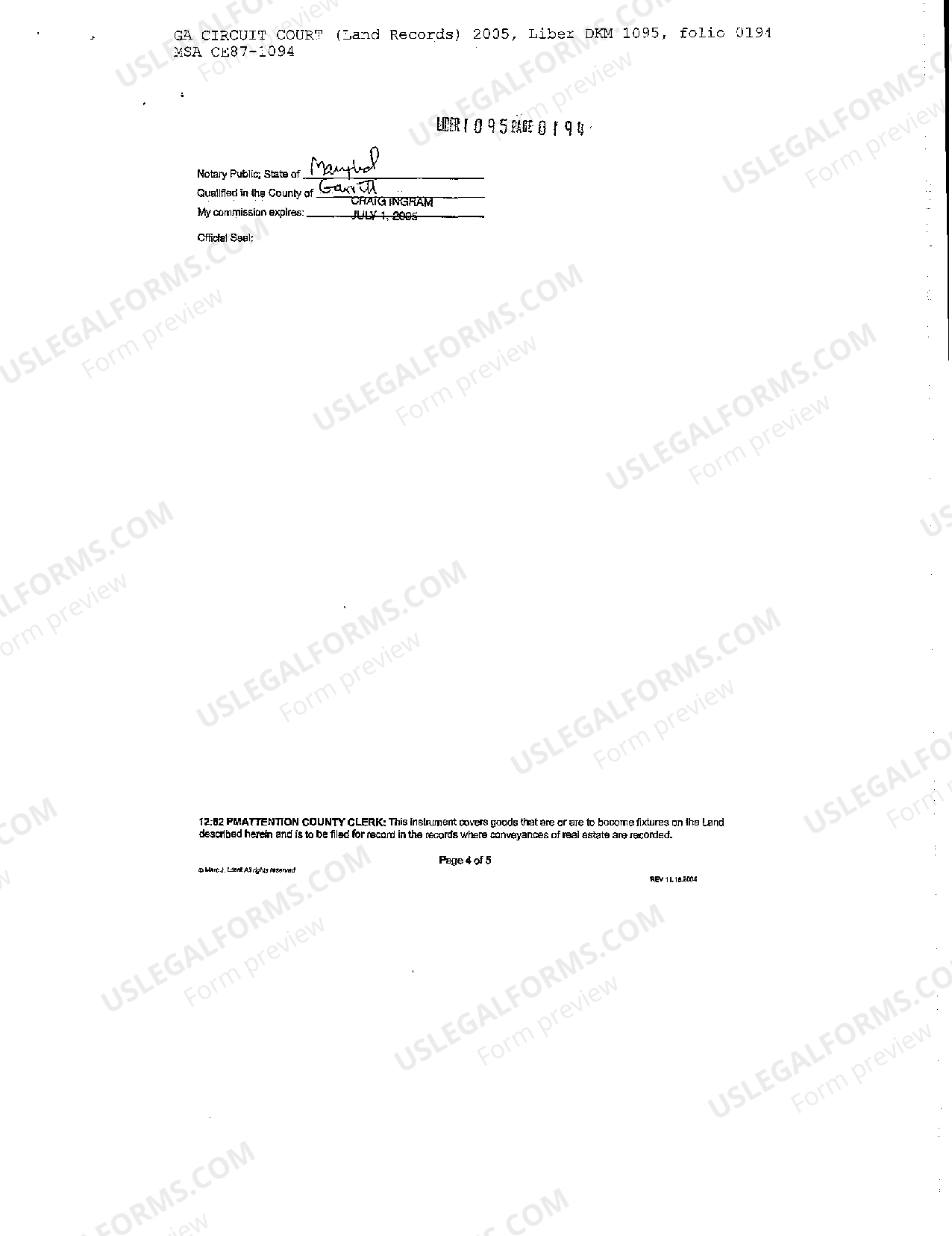 Maryland Manufactured Home Affidavit of Affixation - Affixation Real ...