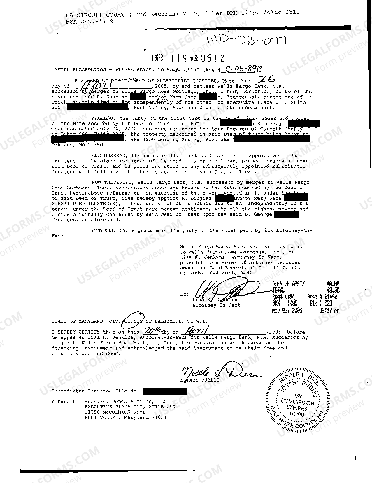 Maryland Deed of Appointment of Substituted Trustees | US Legal Forms