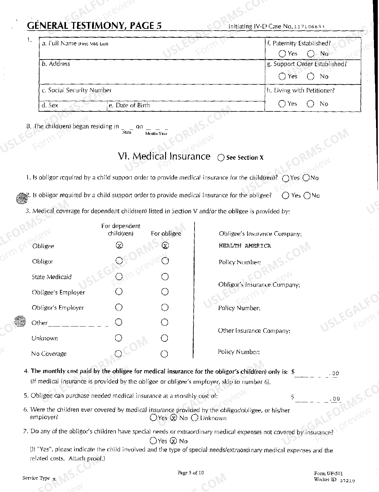 General Testimony For Child Support Withholding Order | US Legal Forms