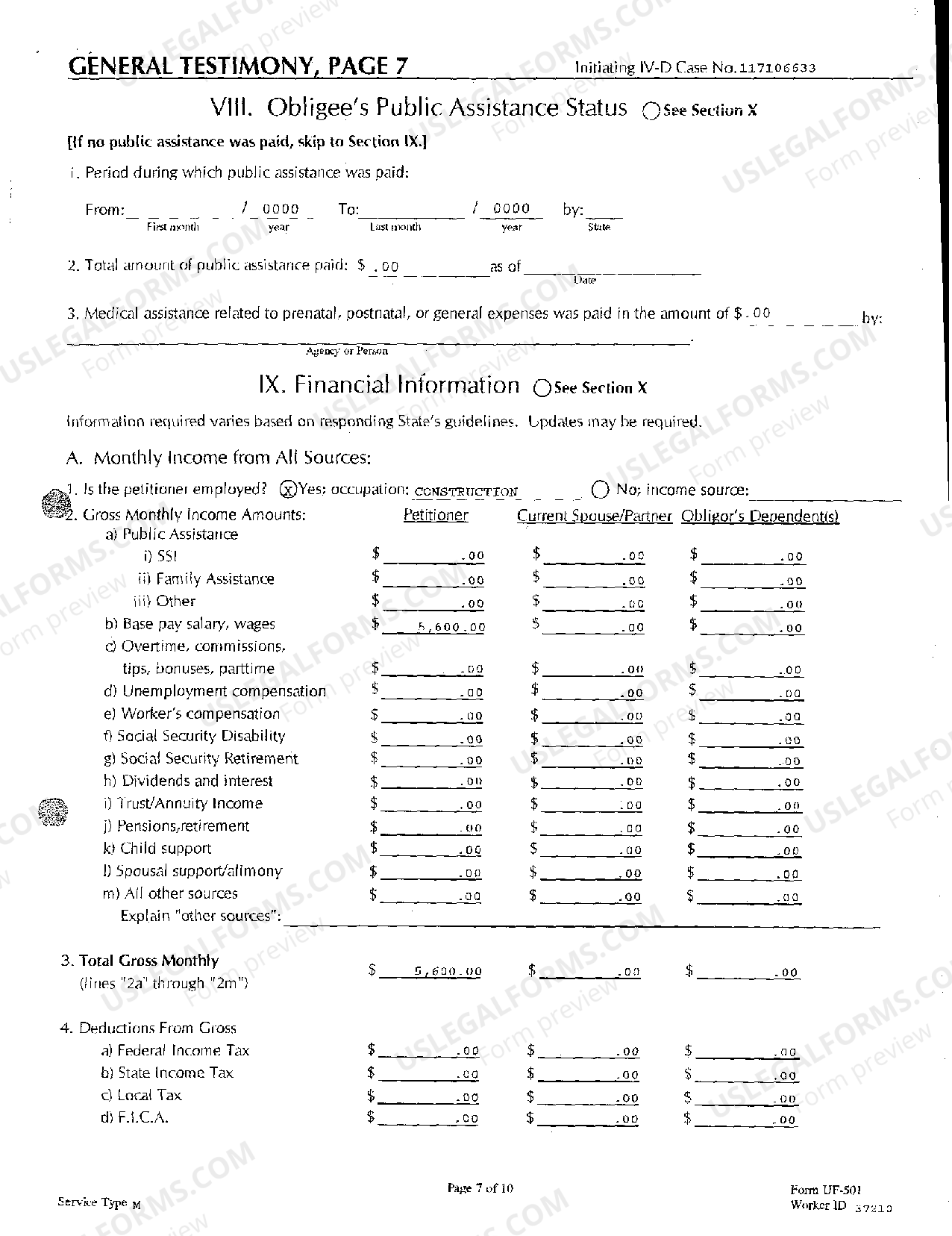 General Testimony For Child Support Withholding Order | US Legal Forms