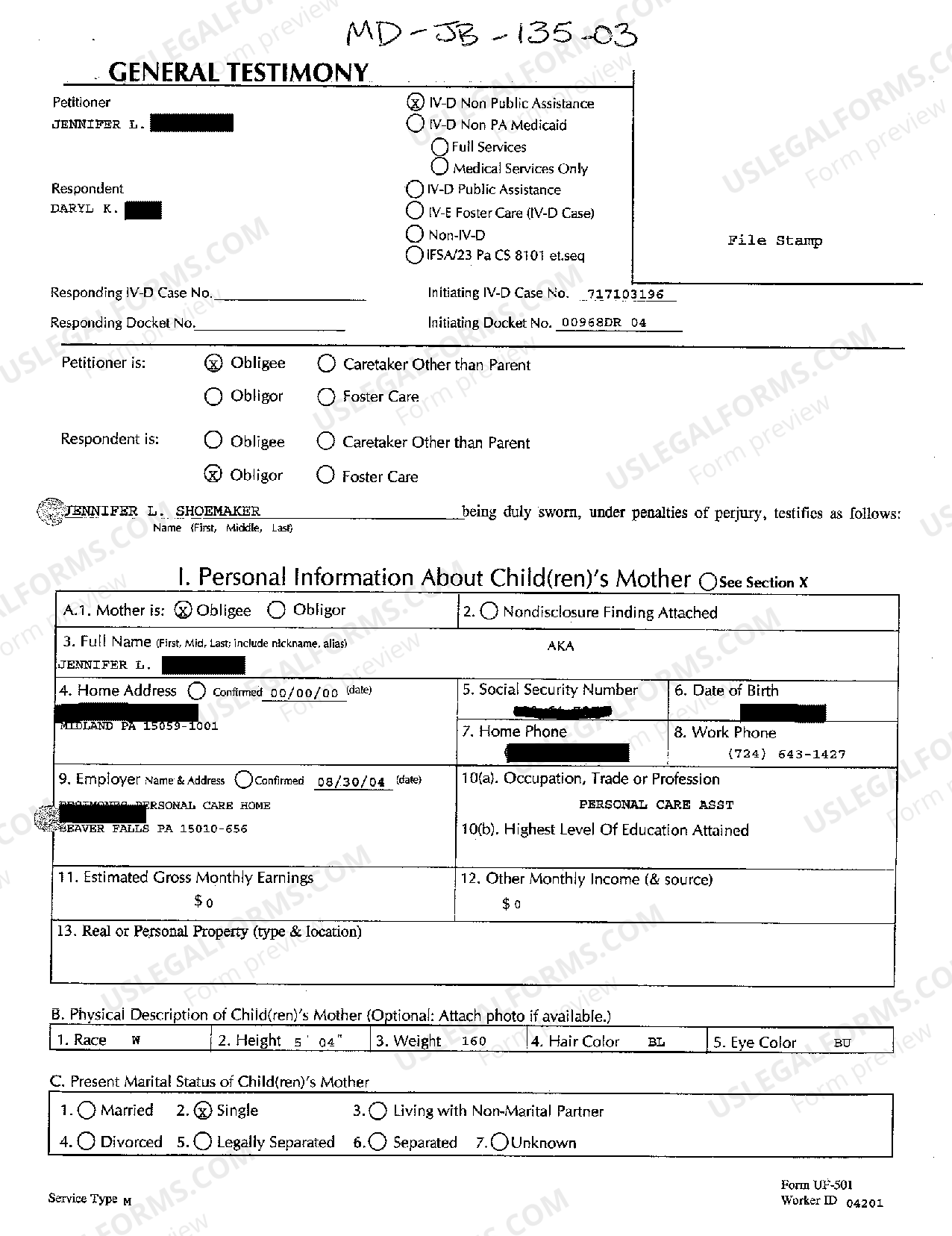 North Carolina Financial Affidavit - Affidavit For Divorce | US Legal Forms