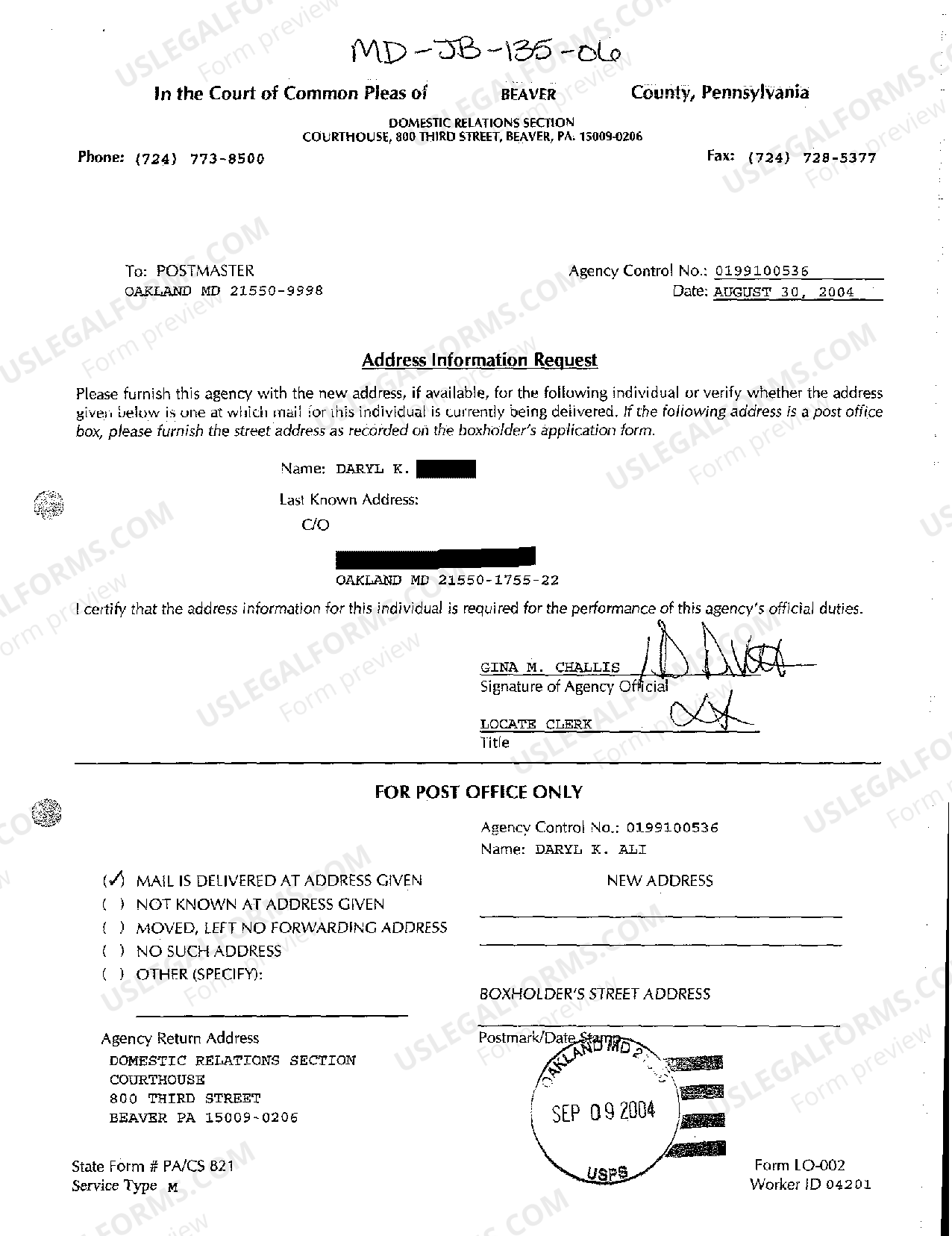 Maryland Address Information Request | US Legal Forms